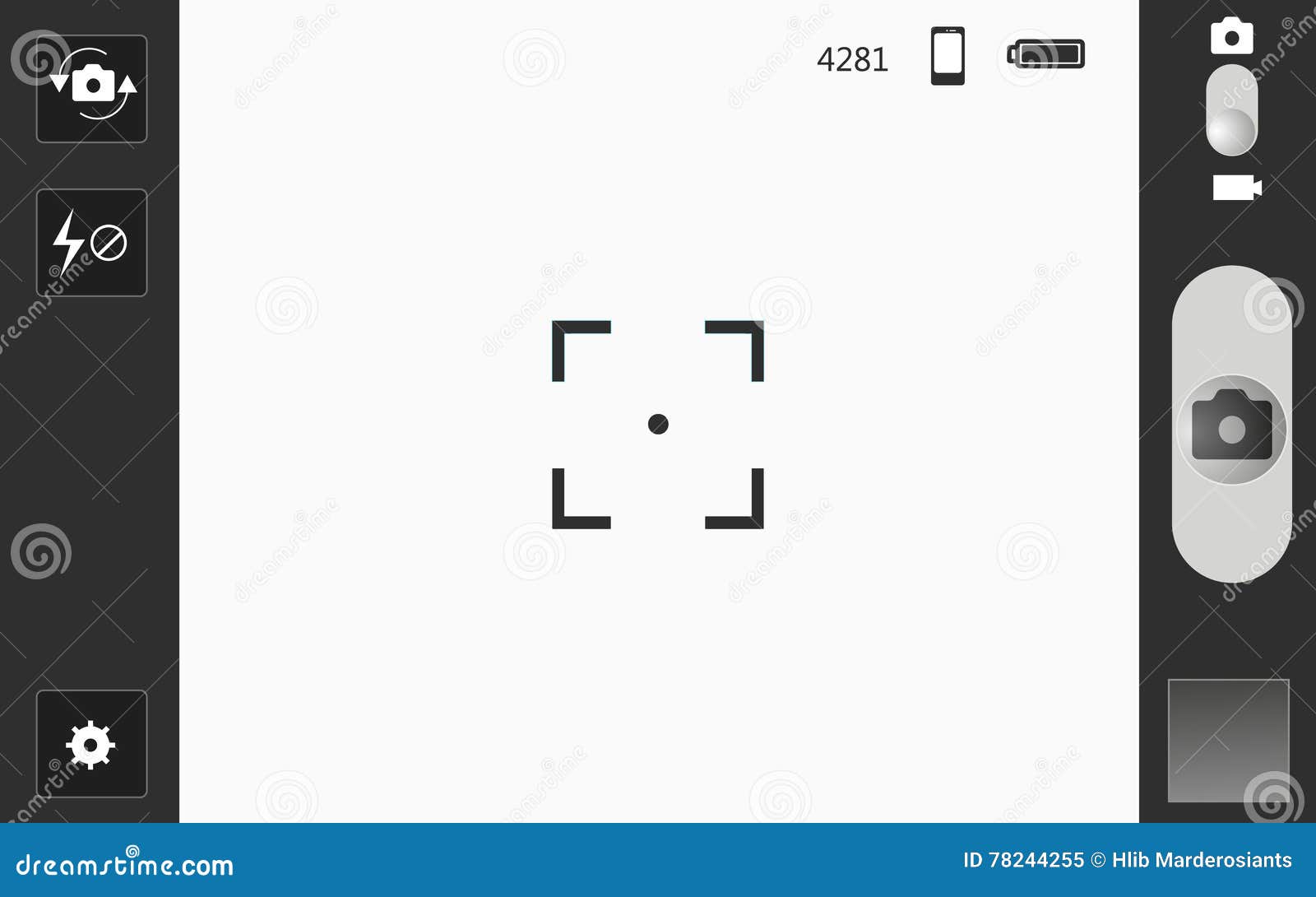 Camera Interface Template Vector Illustration On Black Background ...