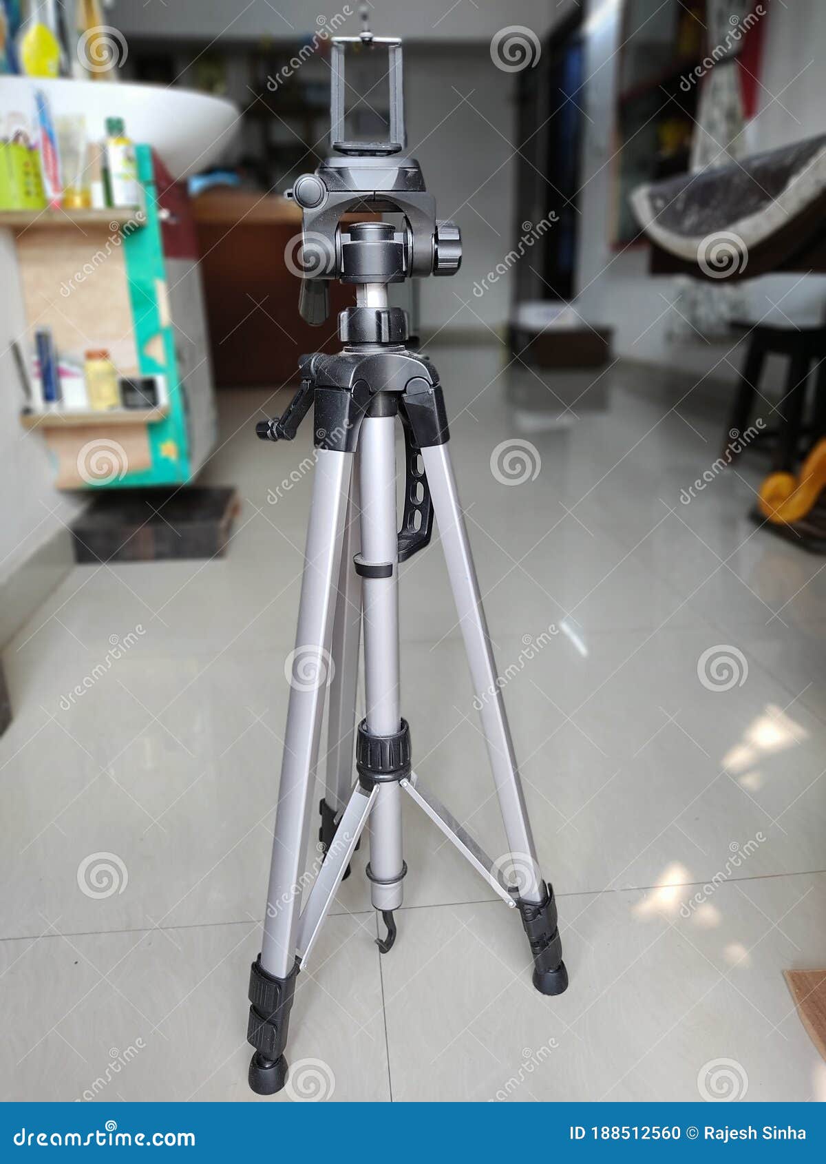 Mobile and Camera Stand Kept at Floor at Low Height Stock Photo - Image ...