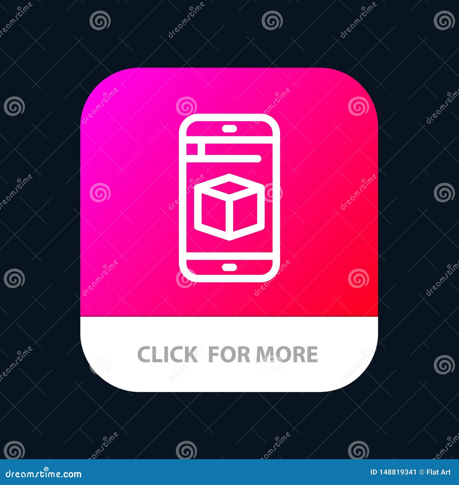 Mobile, Cell, Box, Technology Mobile App Button. Android and IOS Line ...