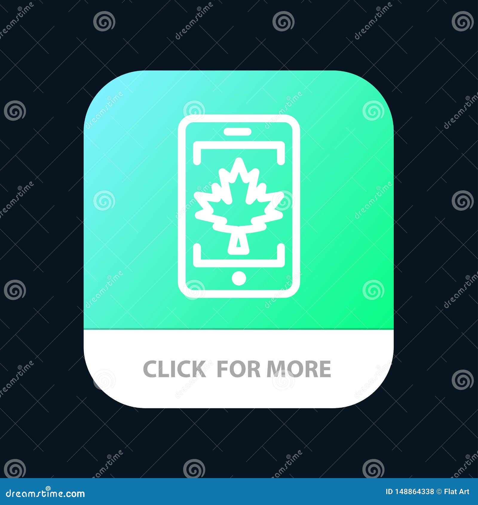 Mobile, Cell, Canada, Leaf Mobile App Button. Android and IOS Line ...