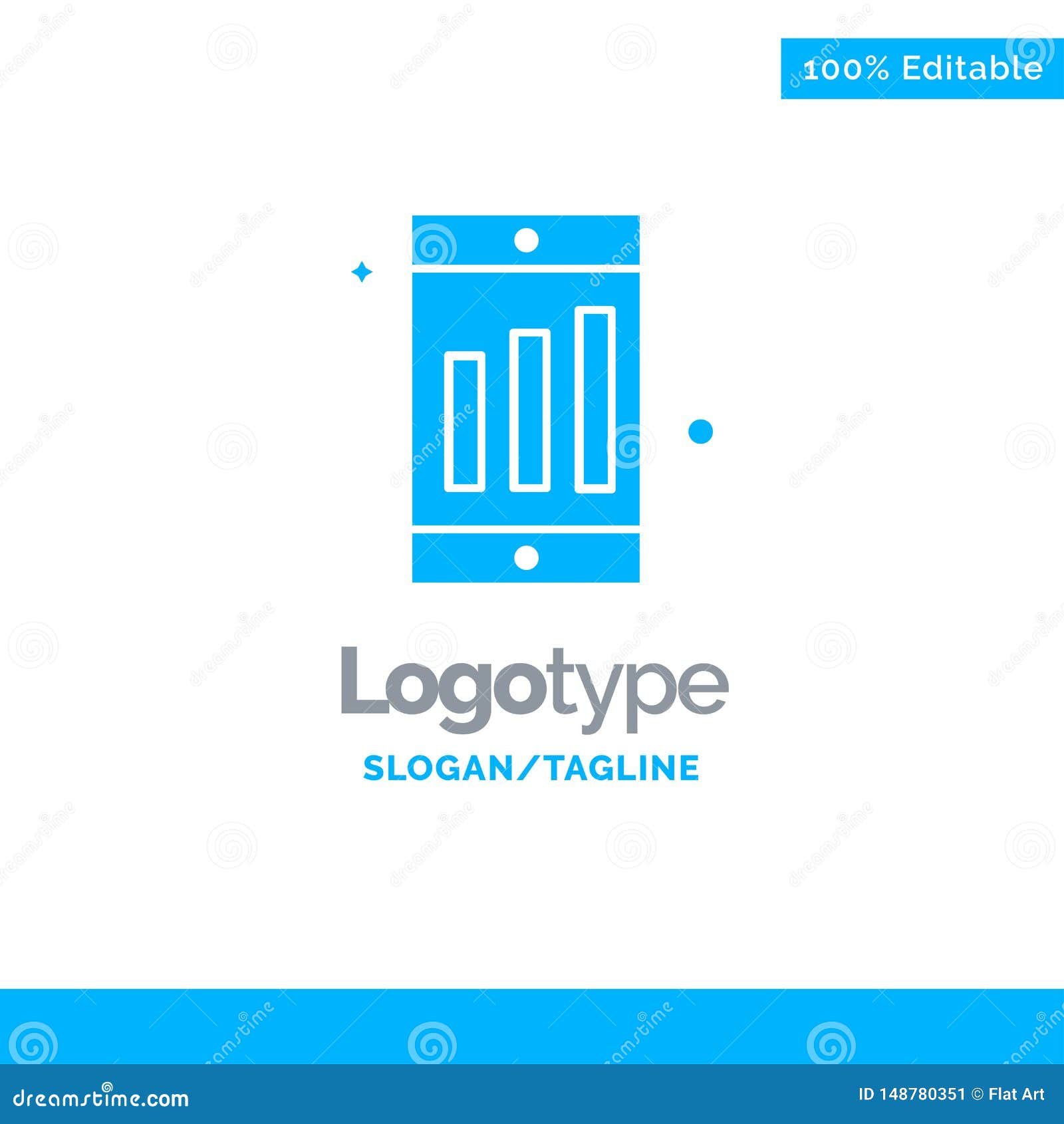 Mobile, Cell, Chart Blue Solid Logo Template. Place for Tagline Stock ...