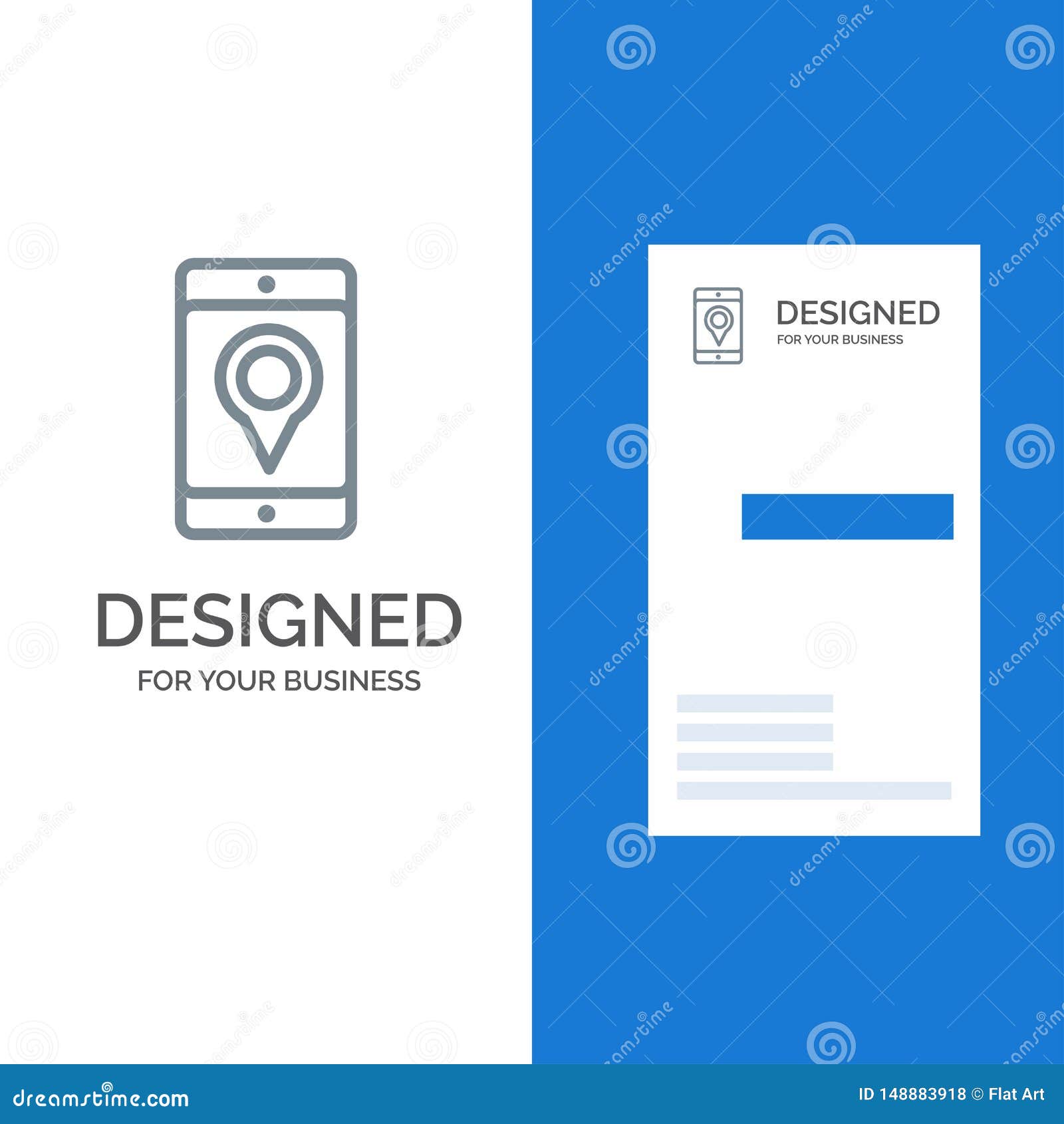 Mobile, Cell, Map, Location Grey Logo Design and Business Card Template ...