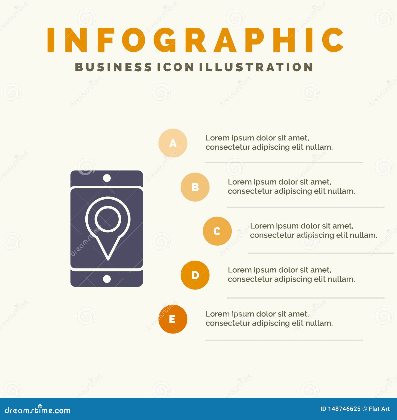 Mobile, Cell, Map, Location Solid Icon Infographics 5 Steps ...