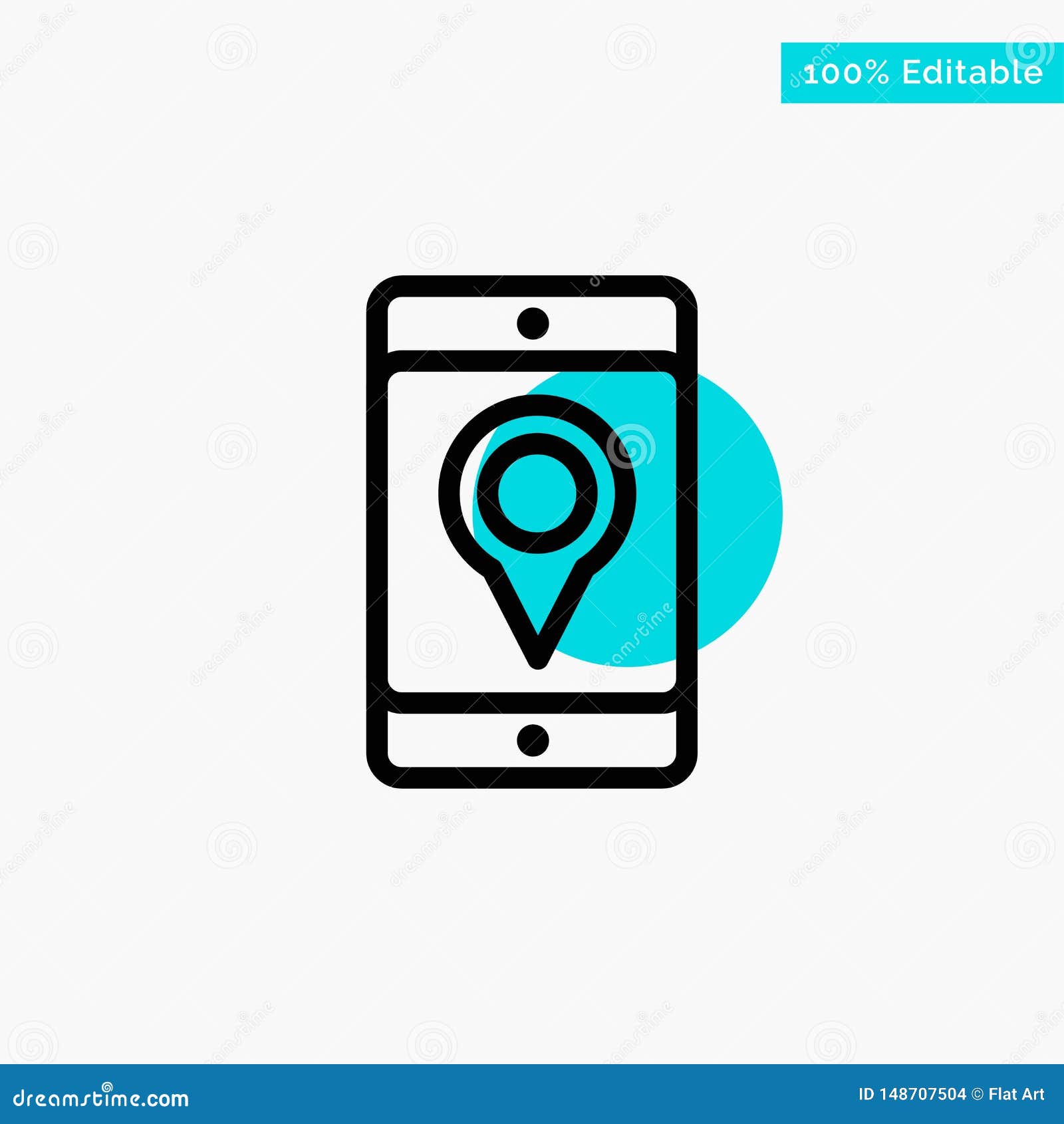 Mobile, Cell, Map, Location Turquoise Highlight Circle Point Vector ...