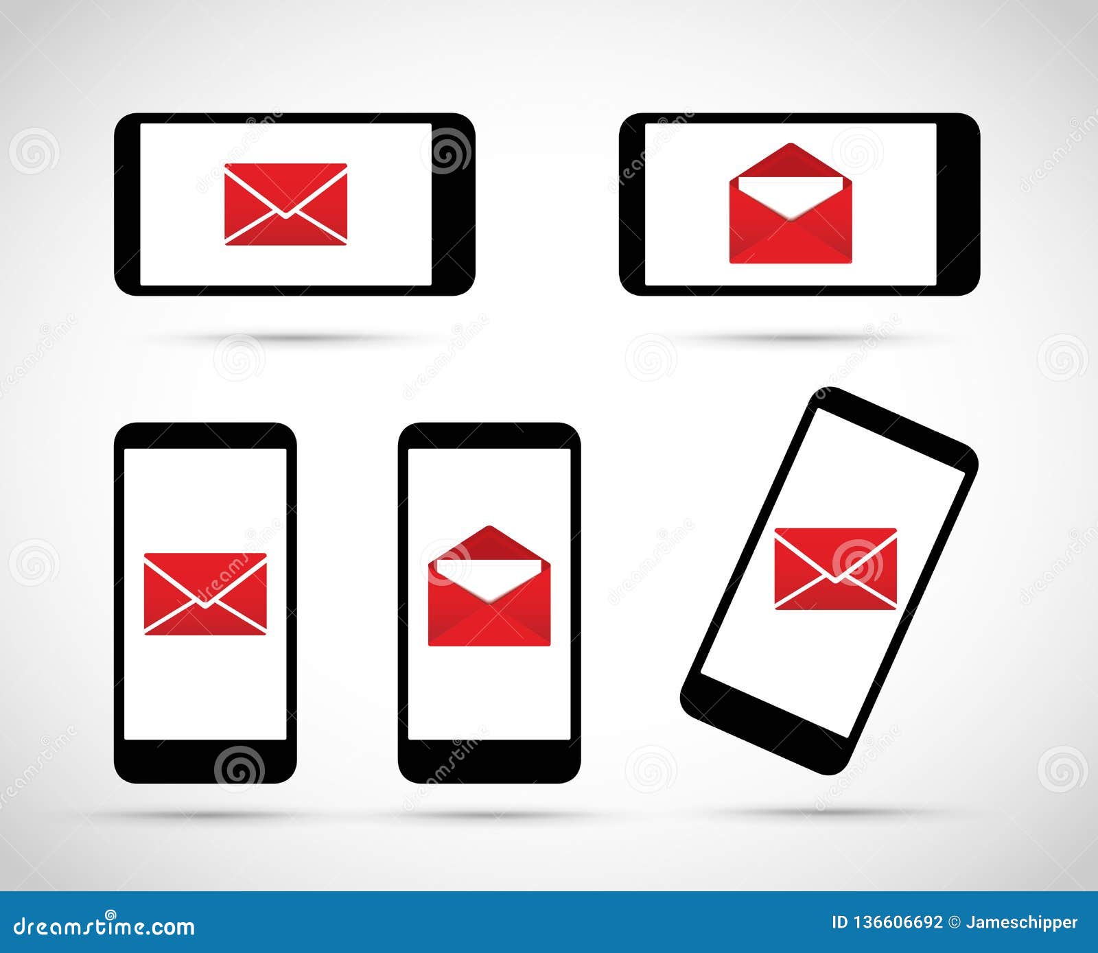 Envelope on an Mobile Cell Phone Set Stock Vector - Illustration of ...