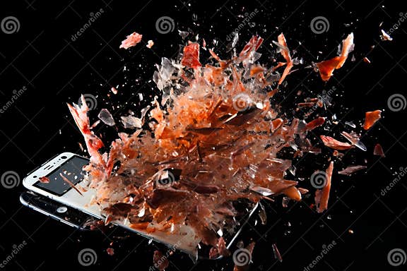 Mobile Cell Phone Exploding into Pieces Stock Illustration ...