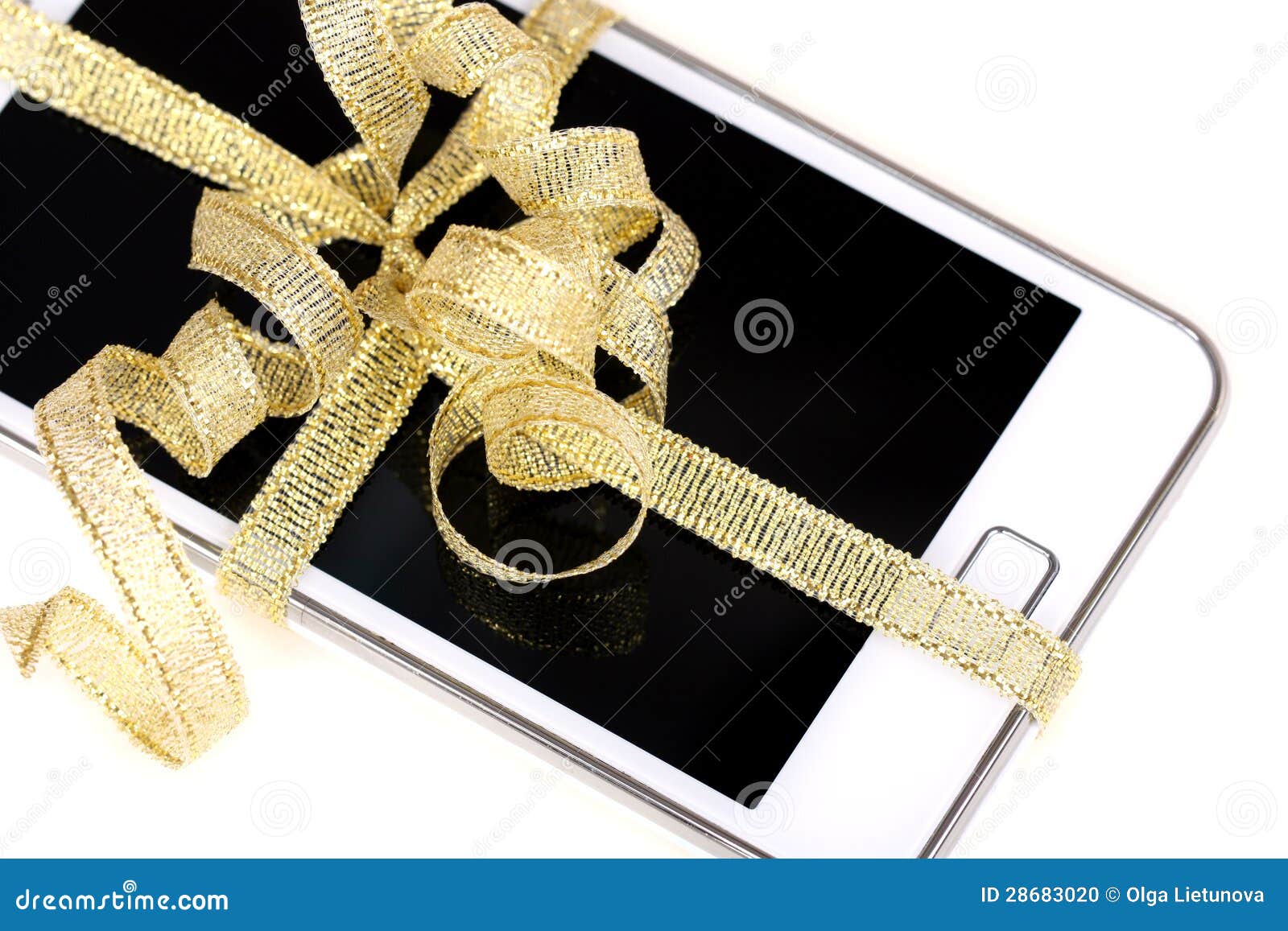 Mobile, Cell-phone with Gold Ribbon Stock Photo - Image of mobility ...