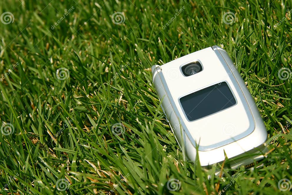 Mobile Cell Phone on Grass Outside Stock Photo - Image of phone, gadget ...