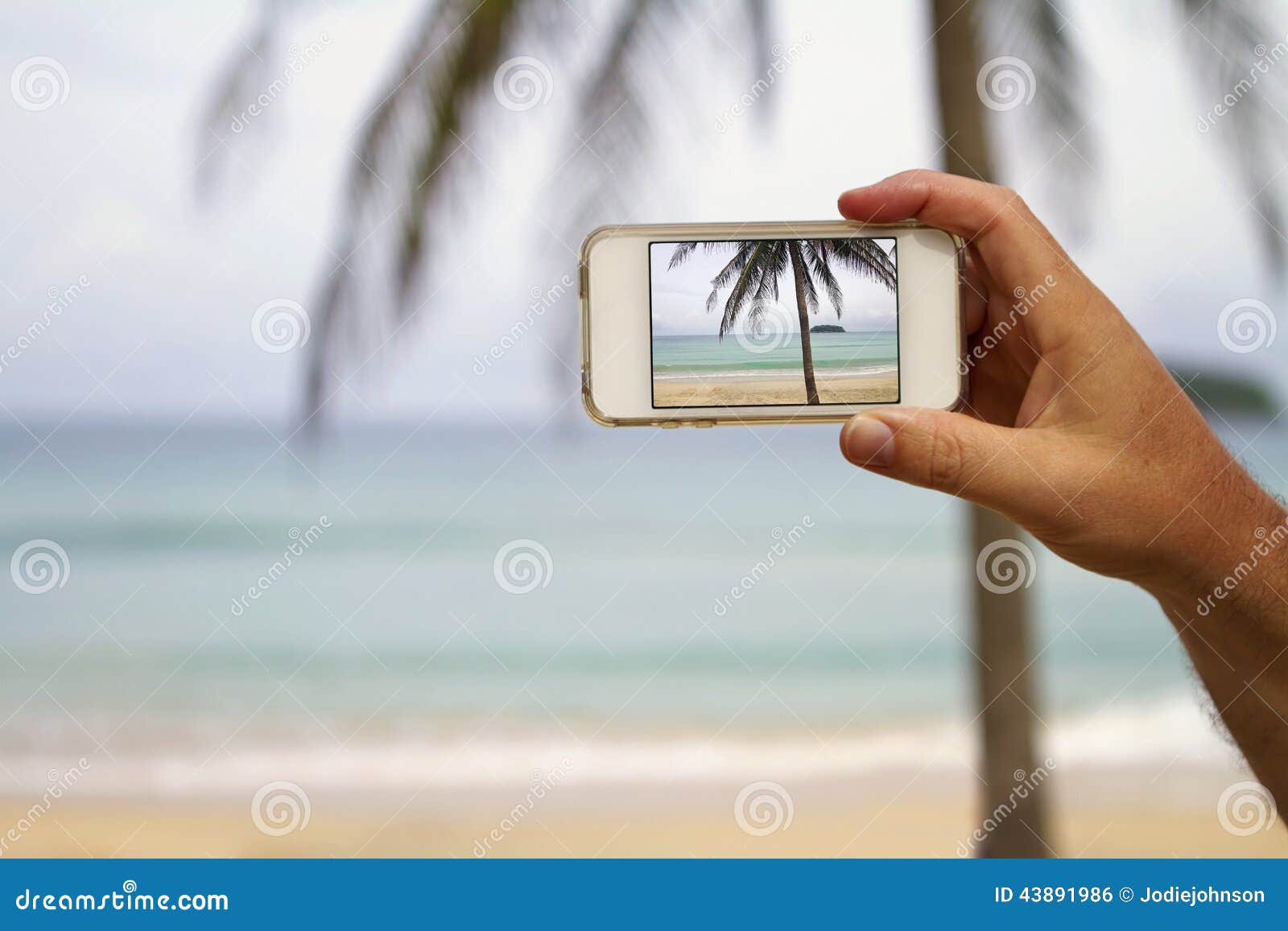 Mobile Cell Phone Screen Photography of a Beach Stock Photo - Image of ...