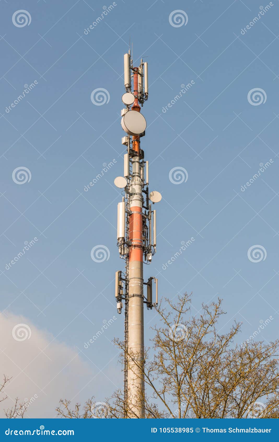 Mobile Cell Tower in Front of Blue Sky, Germany Stock Image - Image of ...