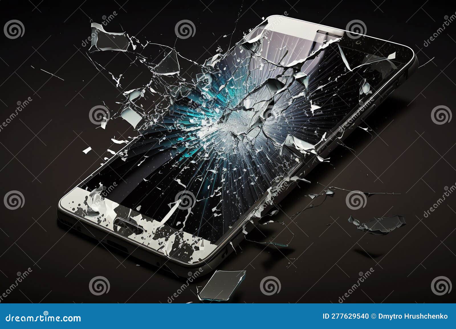 Mobile Cellphone with Broken Glass. Smartphone Falling Down on the ...