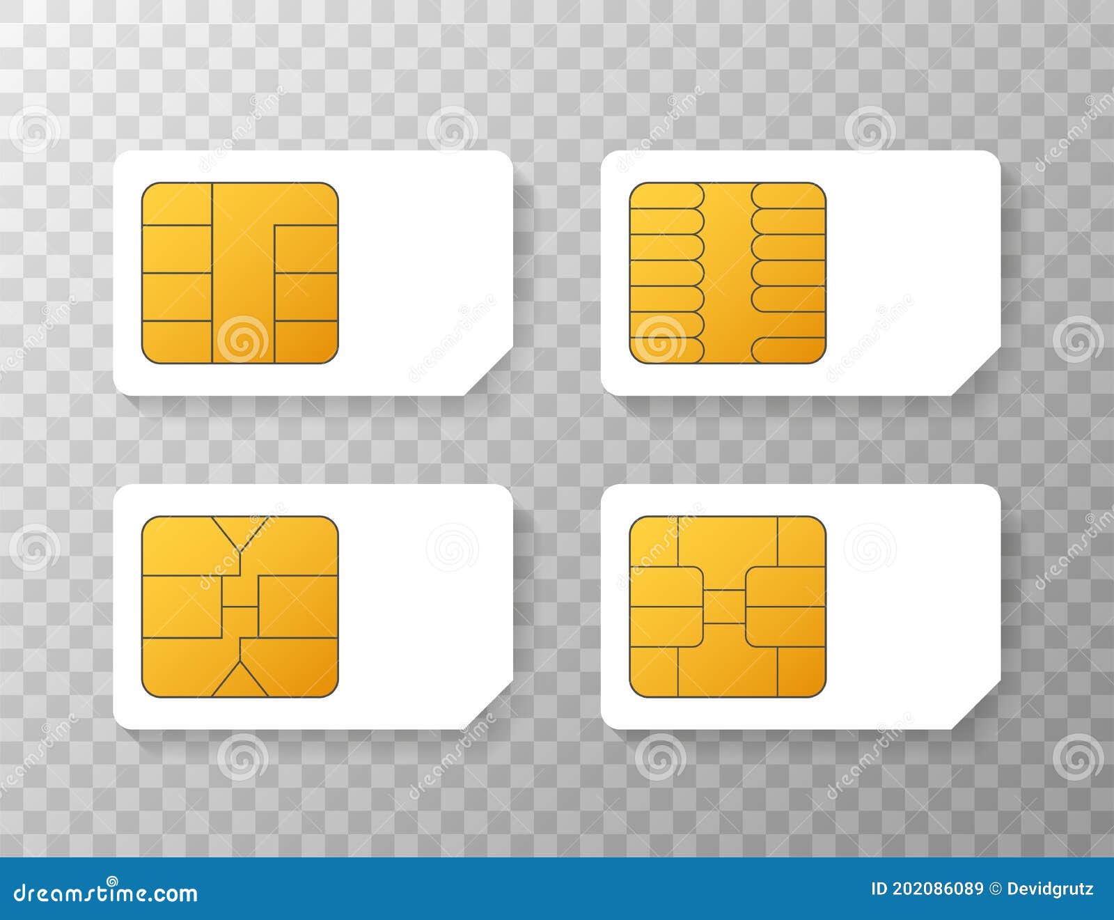 Mobile Cellular Phone Sim Card Chip Isolated on Background. Vector ...