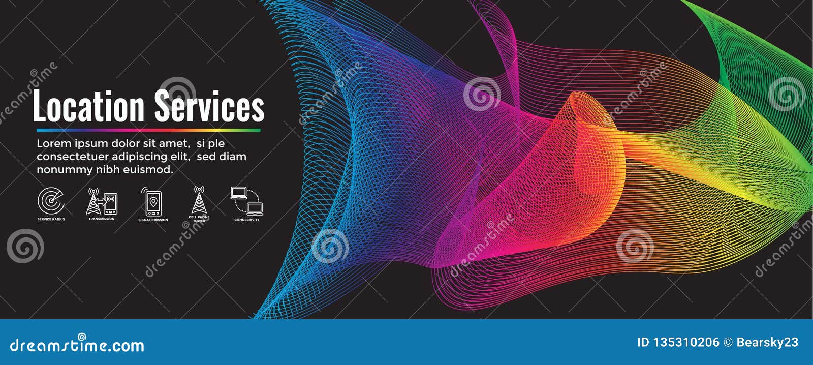 Mobile Cellular Service Web Header Banner with Cellphone Towers and ...