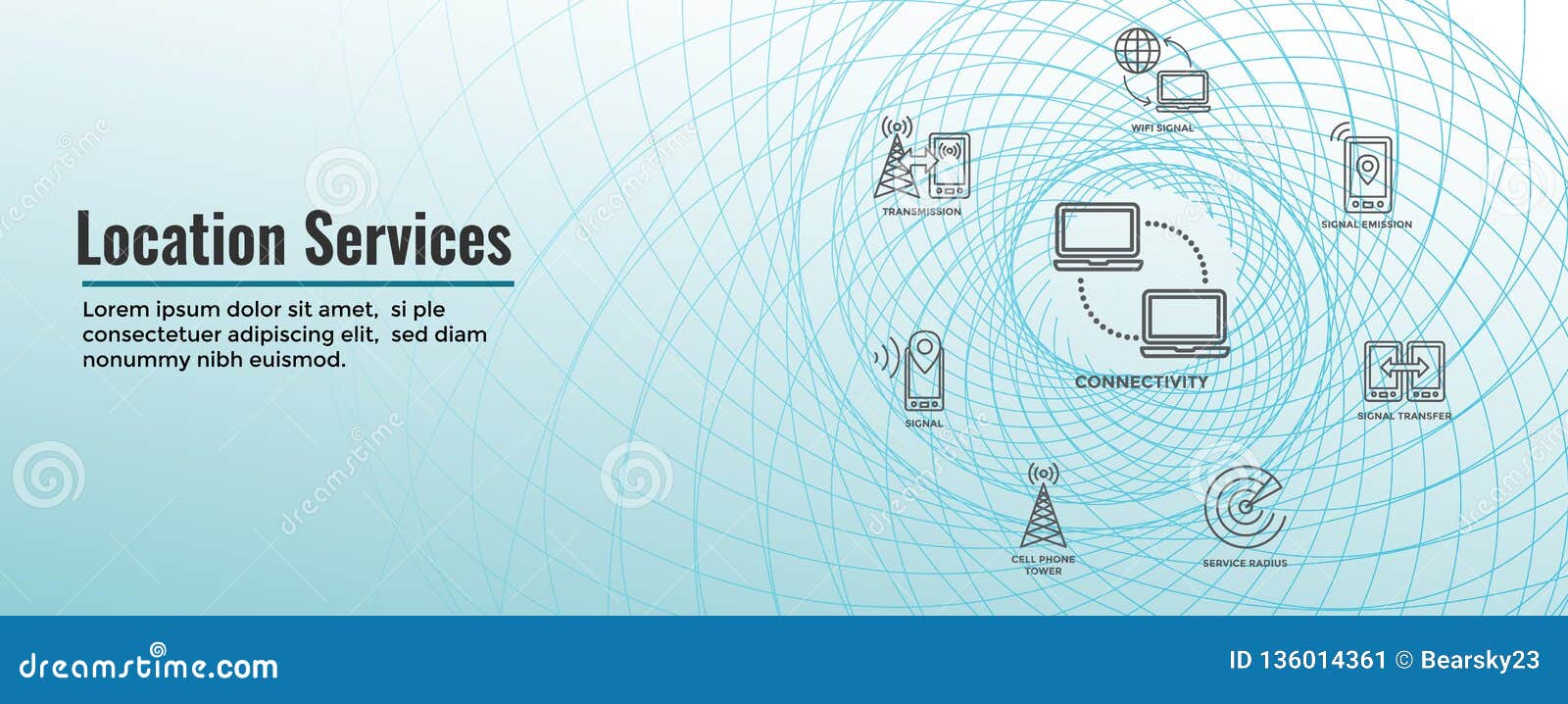 Mobile Cellular Service Web Header Banner with Cellphone Towers and ...