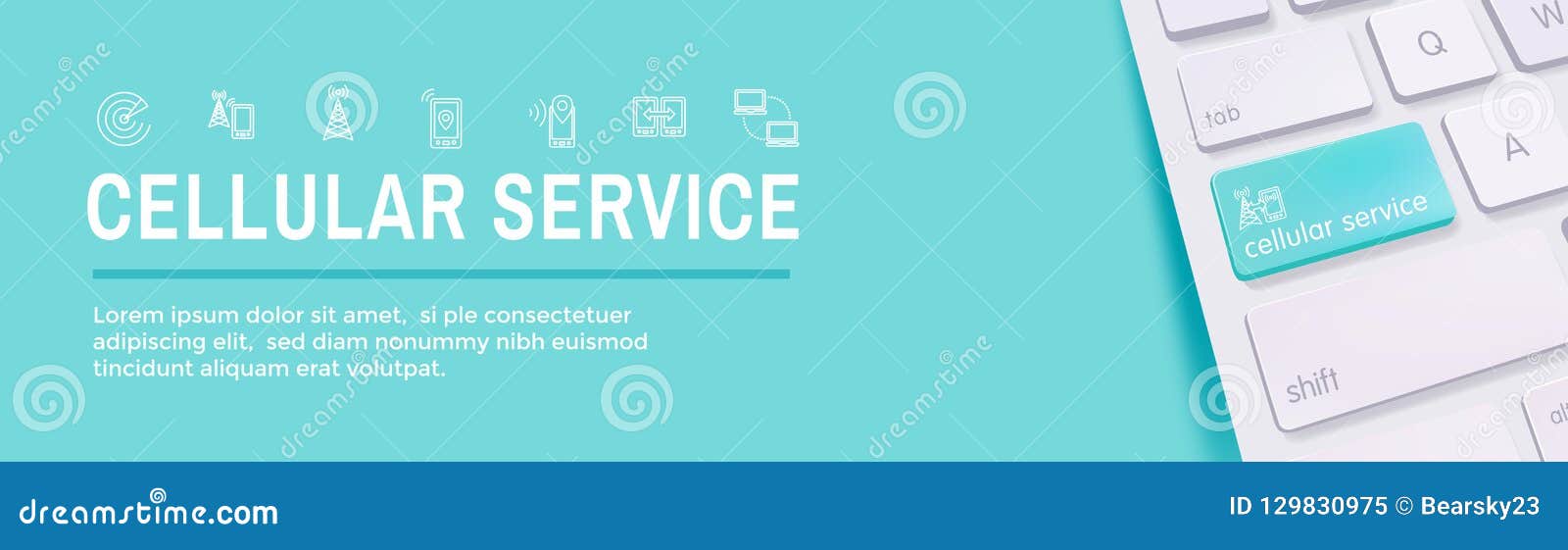 Mobile Cellular Service Web Header Banner with Cellphone Towers Stock ...