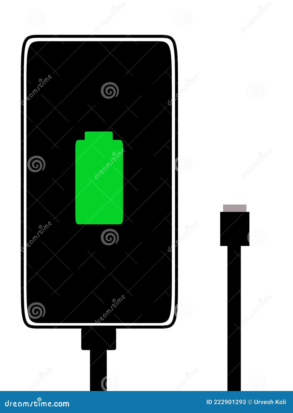 Mobile Changing Concept Illustration, Mobile Charging Icon and Cable ...