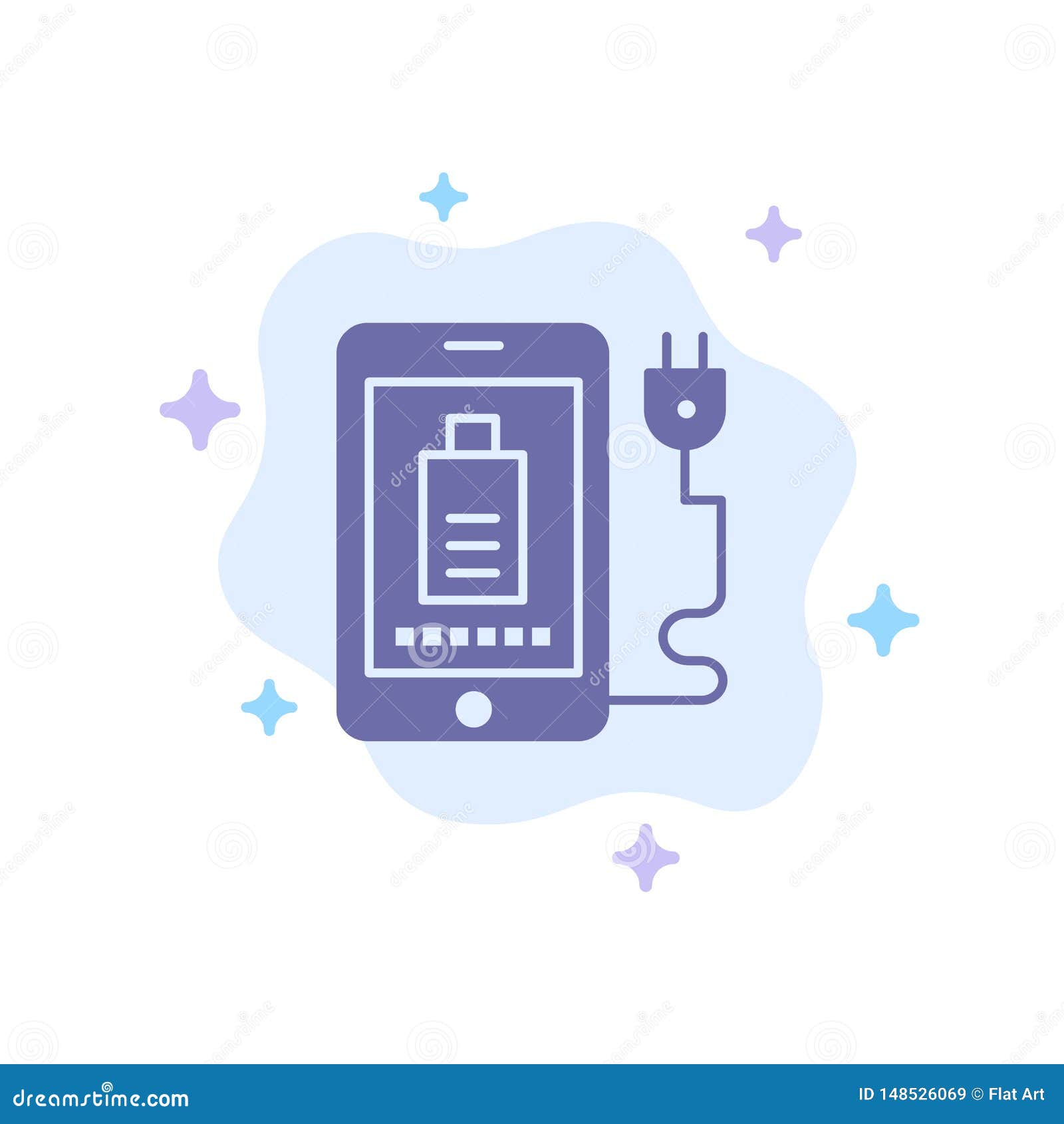 Mobile, Charge, Full, Plug Blue Icon on Abstract Cloud Background Stock ...