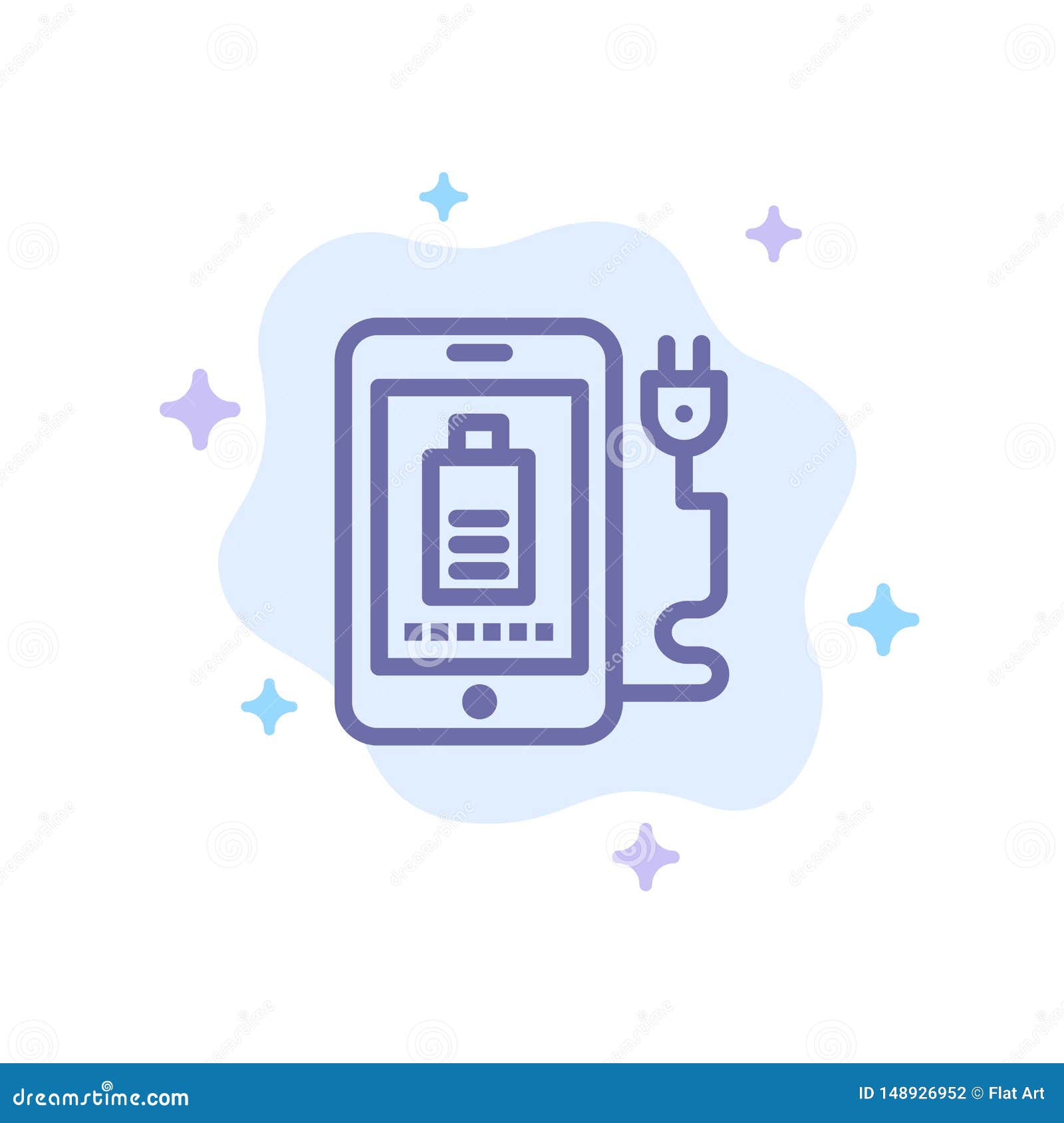 Mobile, Charge, Full, Plug Blue Icon on Abstract Cloud Background Stock ...