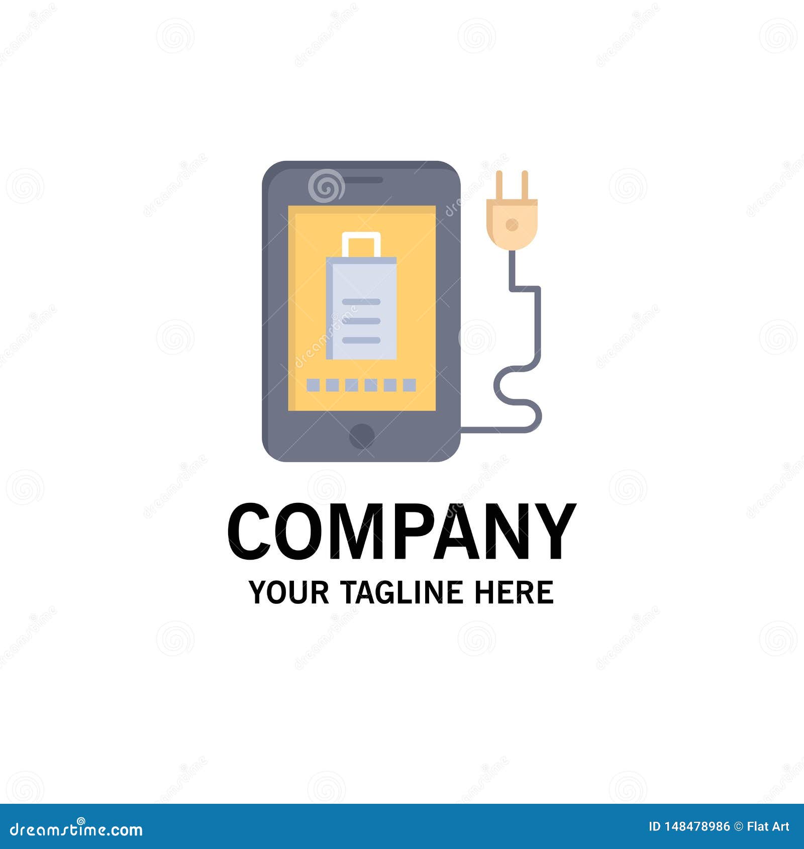 Mobile, Charge, Full, Plug Business Logo Template. Flat Color Stock ...