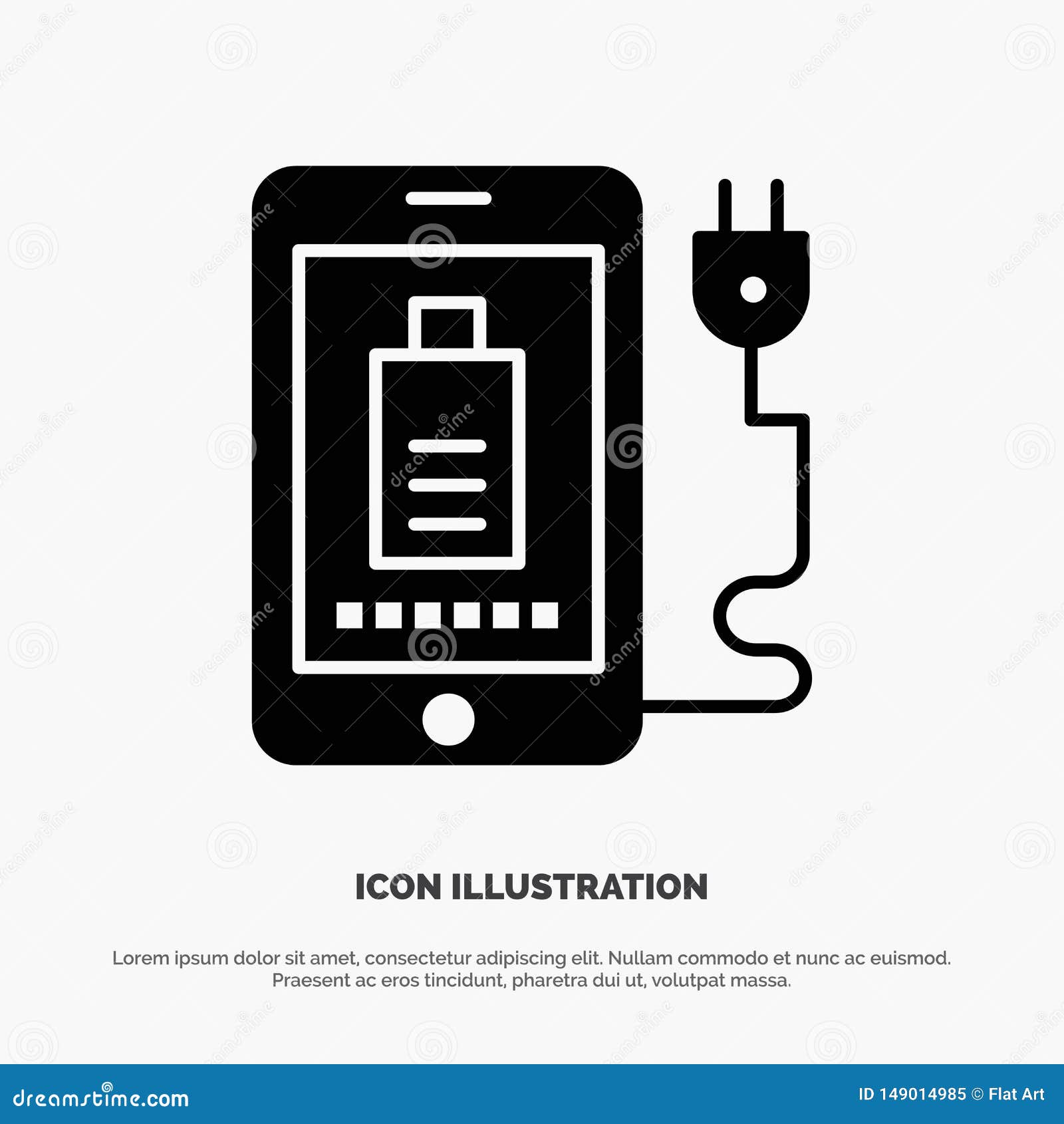 Mobile, Charge, Full, Plug Solid Black Glyph Icon Stock Vector ...