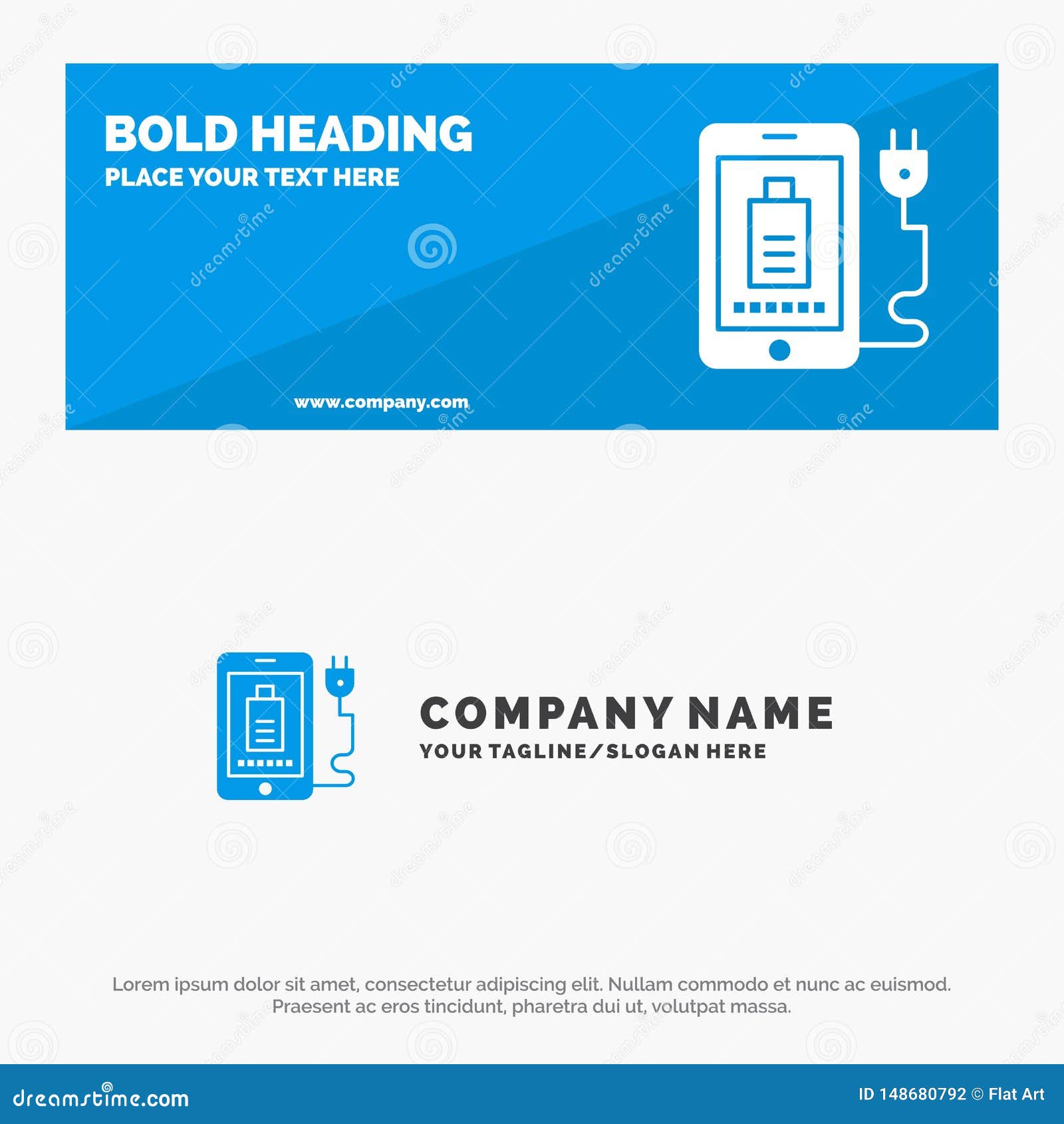 Mobile, Charge, Full, Plug SOlid Icon Website Banner and Business Logo ...