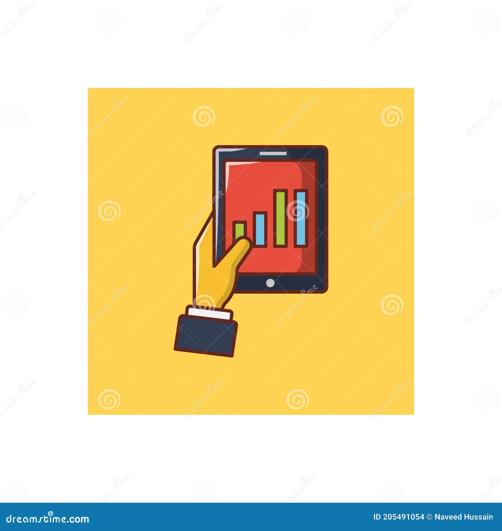Mobile Chart Vector Flat Colour Icon Stock Vector - Illustration of ...