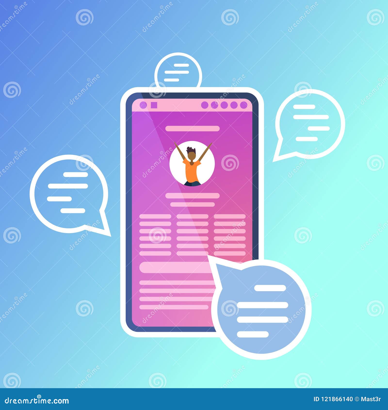 Mobile Chat Bubble Application Speech Text Message Online Communication ...