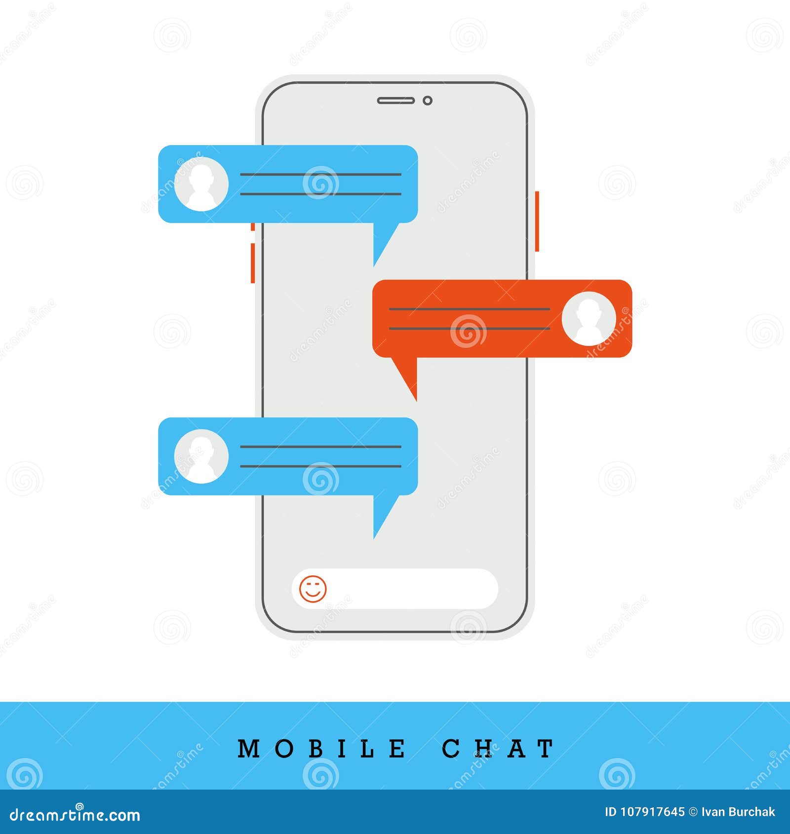 Mobile Chat Concept, Message Notifications. Vector Illustration Stock ...