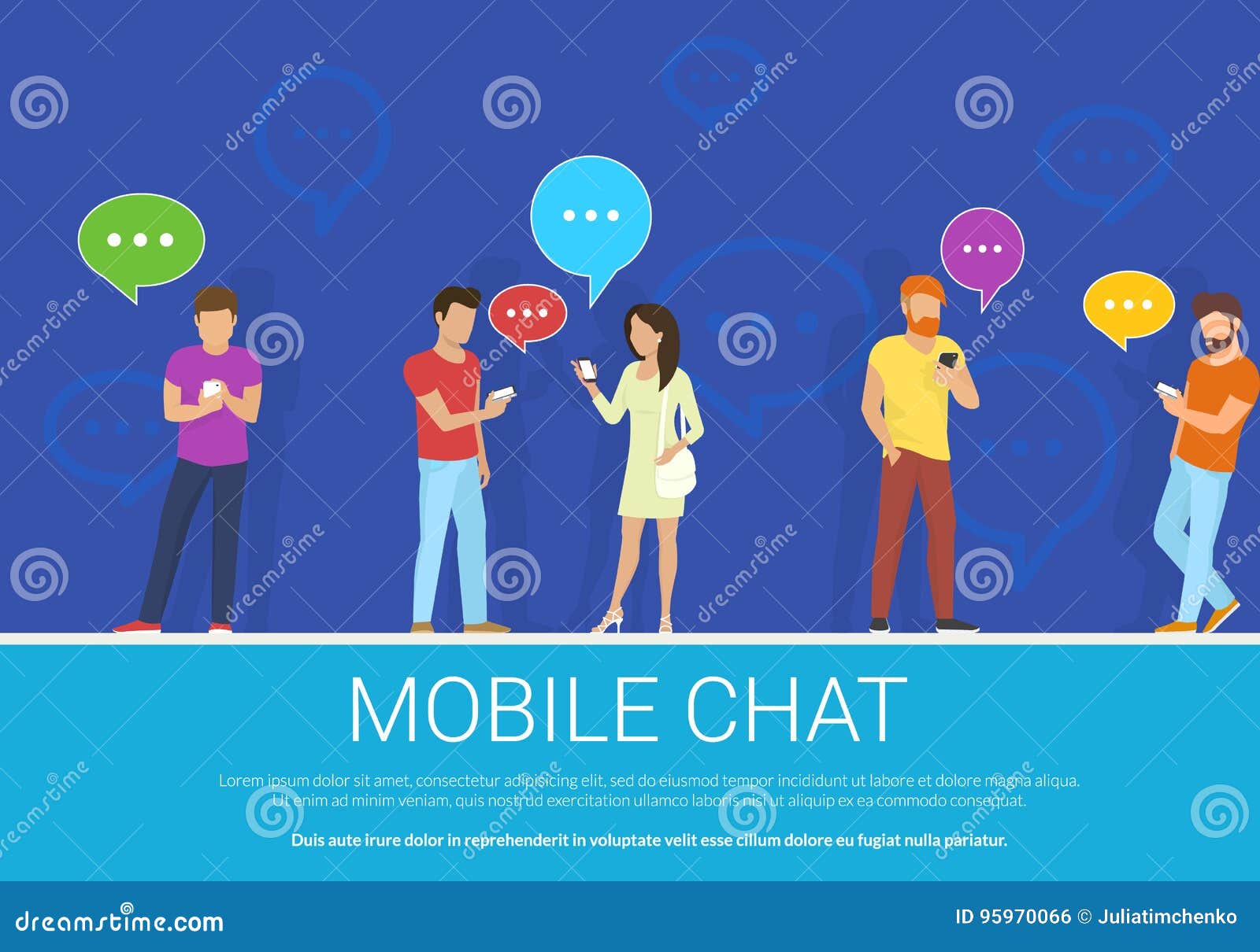 Mobile Chat Flat Concept Vector Illustration Stock Vector ...