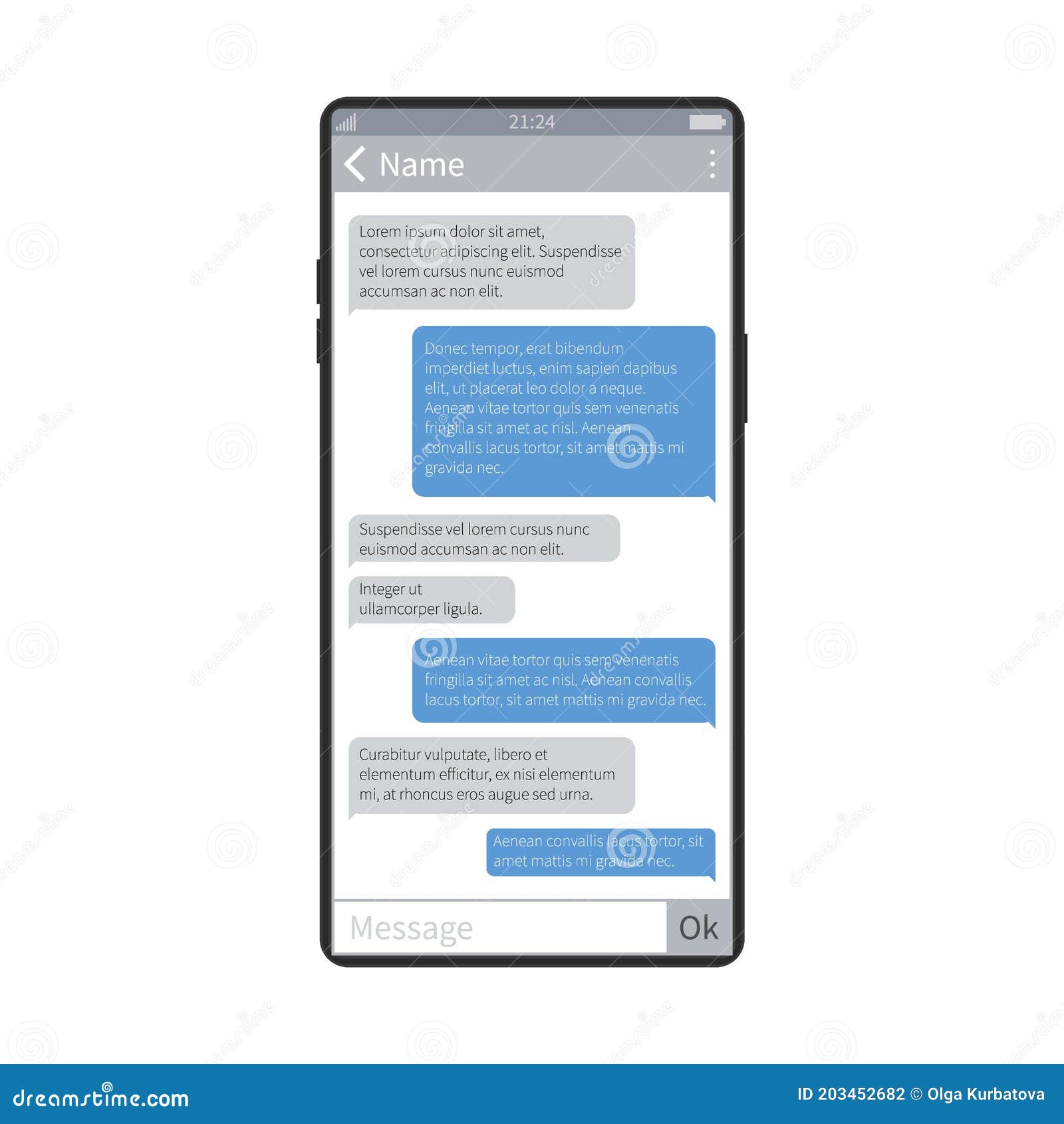 Mobile Chat. Smartphone Screen Messaging App, Chatting and Texting ...
