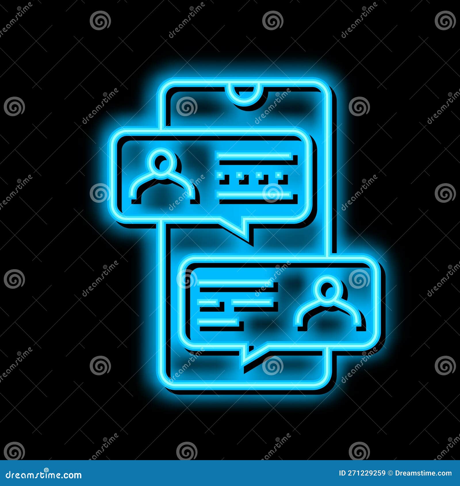 Mobile Chatting Neon Glow Icon Illustration Stock Vector - Illustration ...