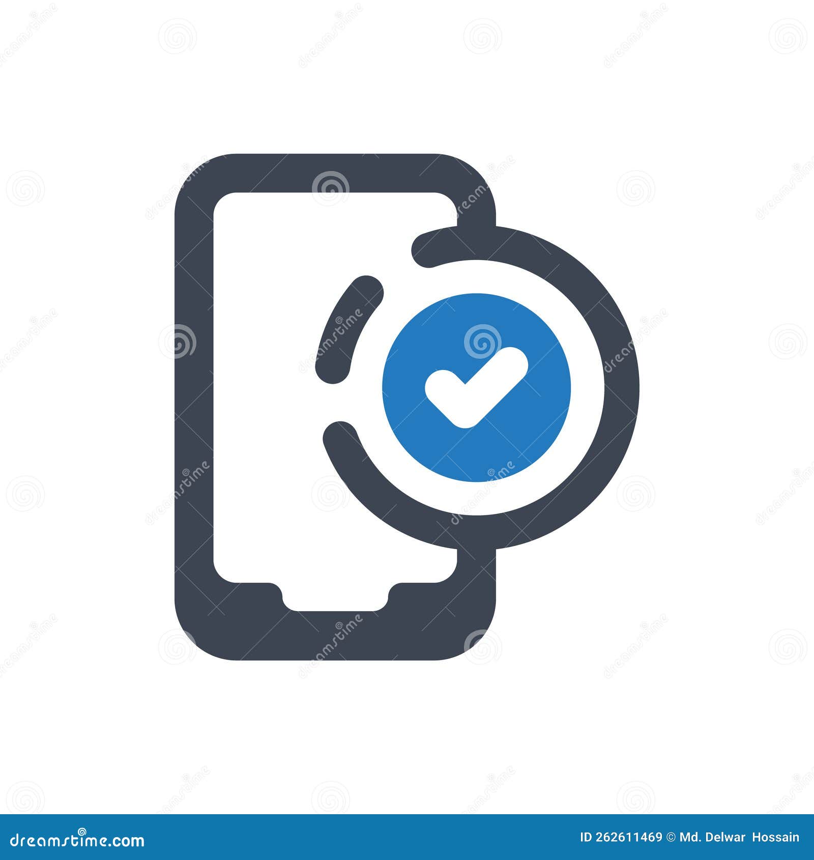 Mobile check mark icon stock vector. Illustration of check - 262611469