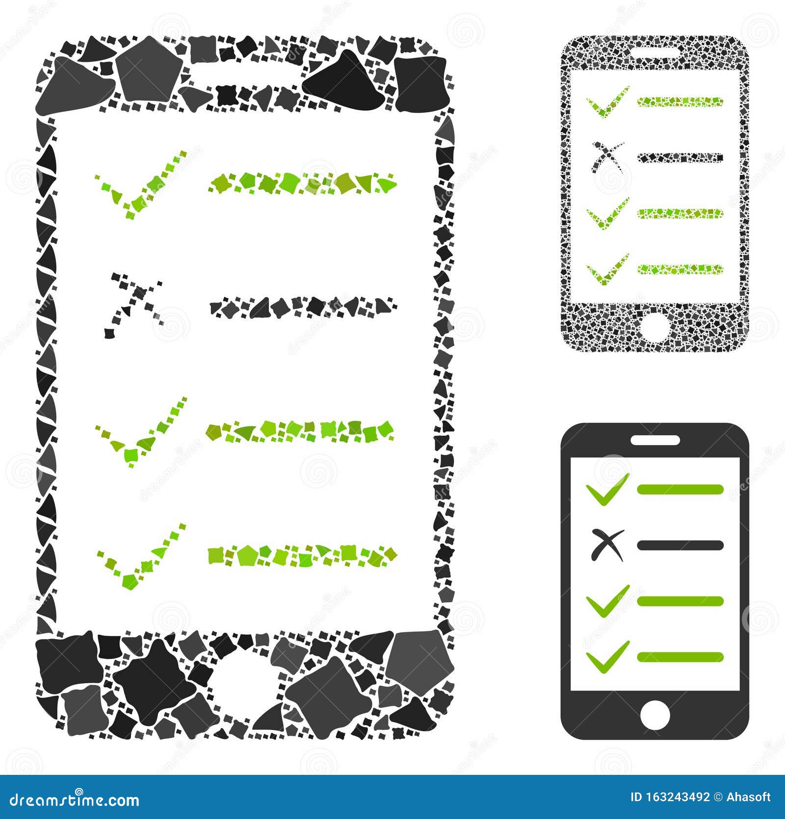 Mobile Checklist Composition Icon of Rough Elements Stock Illustration ...