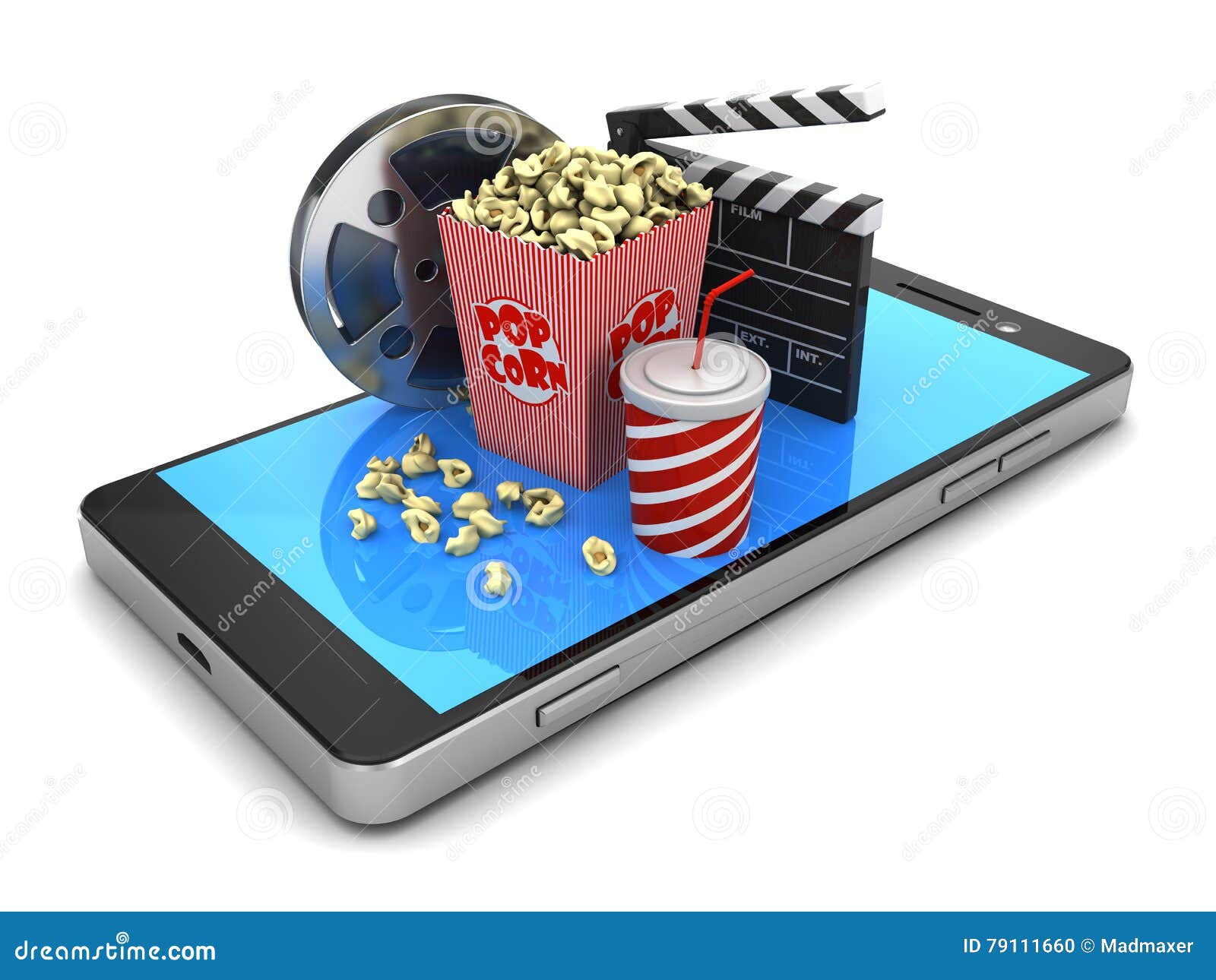 Mobile cinema stock illustration. Illustration of smart - 79111660
