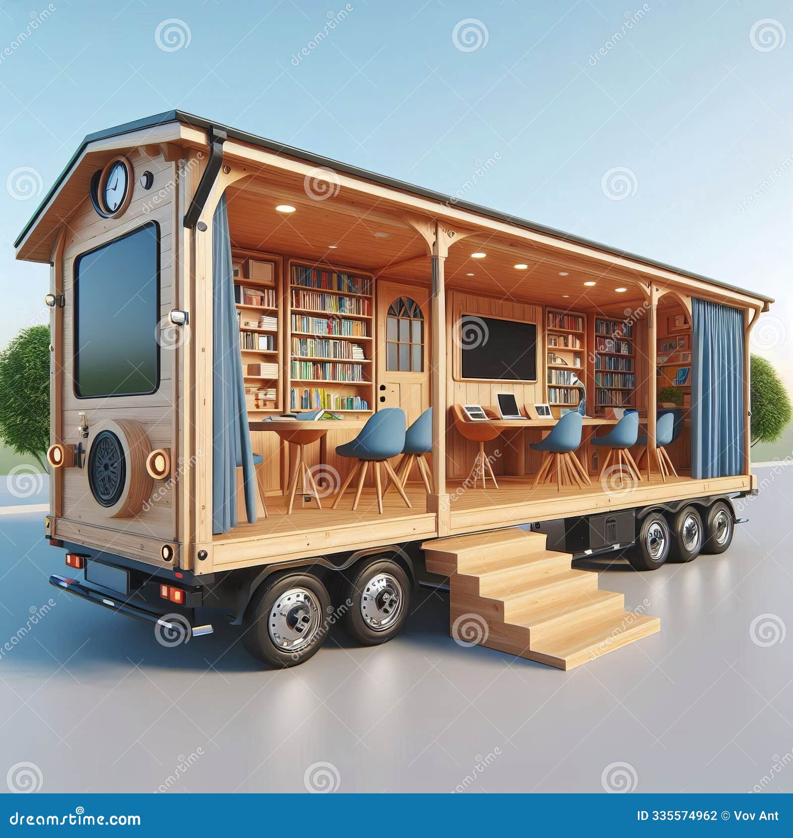Mobile Classroom a House on Wheels Designed As a Mobile Classroo Stock ...