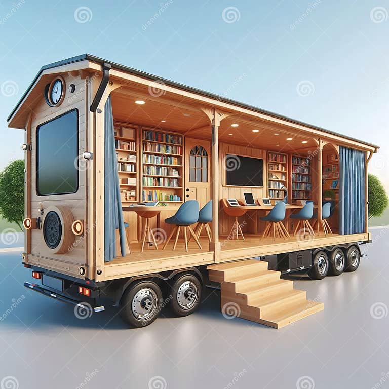 Mobile Classroom a House on Wheels Designed As a Mobile Classroo Stock ...