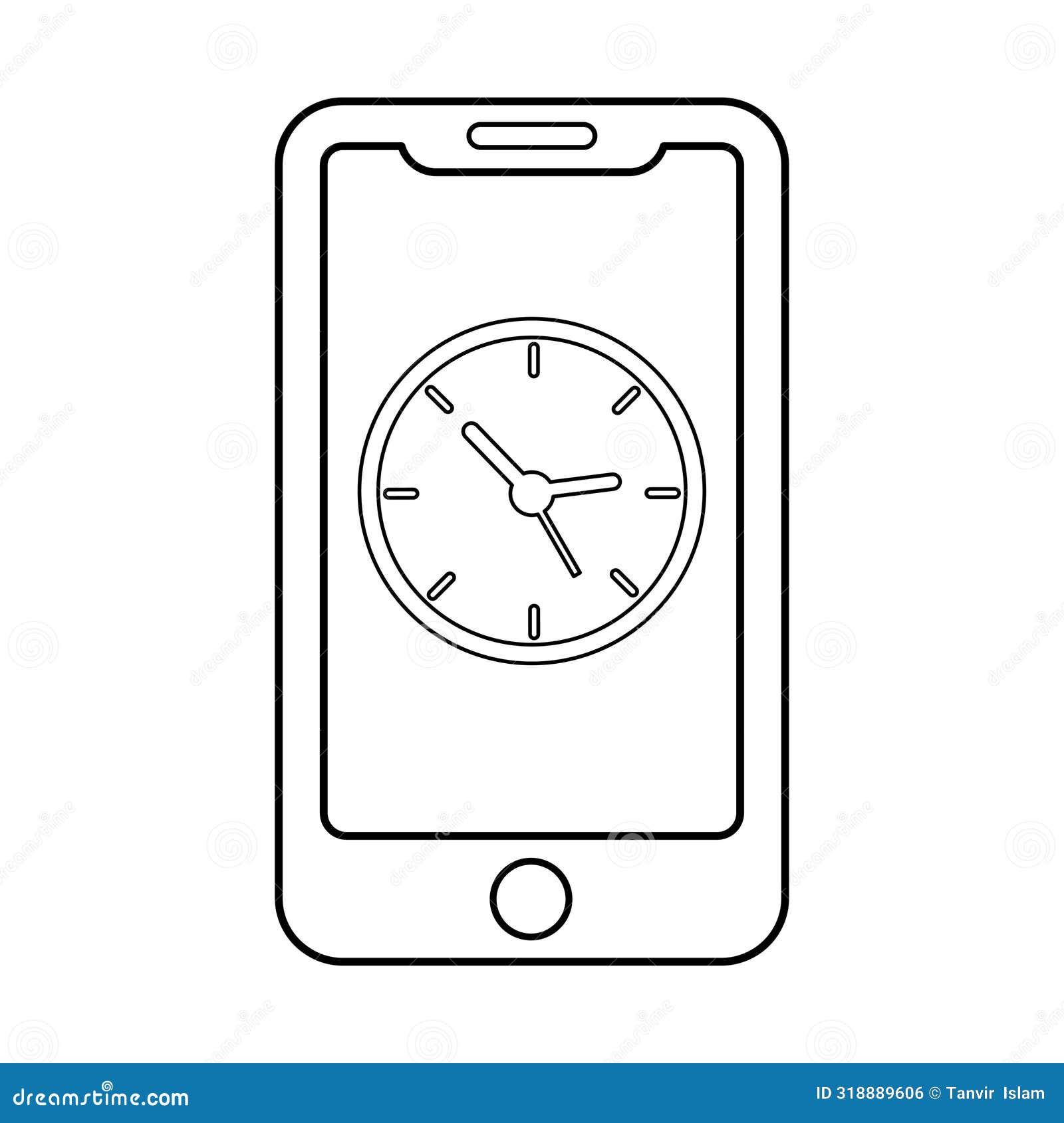 Mobile Clock Icon Line Vector Graphics Stock Vector - Illustration of ...