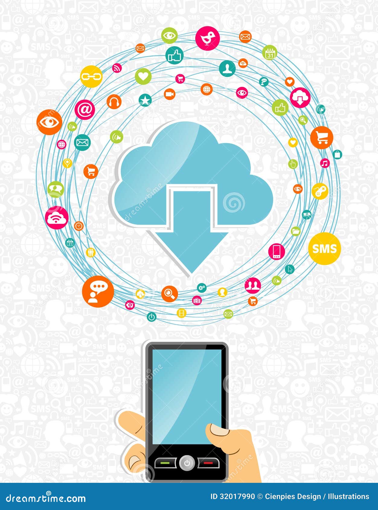 Mobile Cloud Computing Network Concept Stock Vector - Illustration of message, hand: 32017990