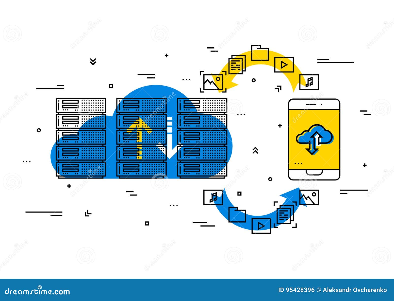Mobile Cloud Storage Vector Illustration Stock Vector - Illustration of ...