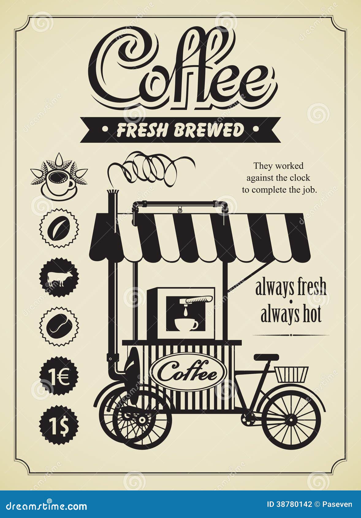 Mobile coffee shop stock illustration. Illustration of tableware - 38780142