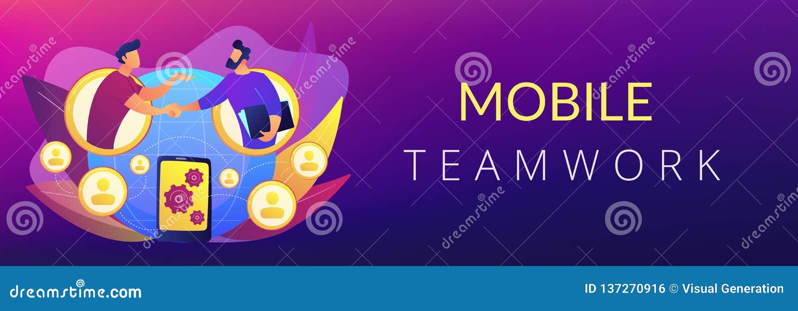 Mobile Collaboration Concept Banner Header. Stock Vector - Illustration ...
