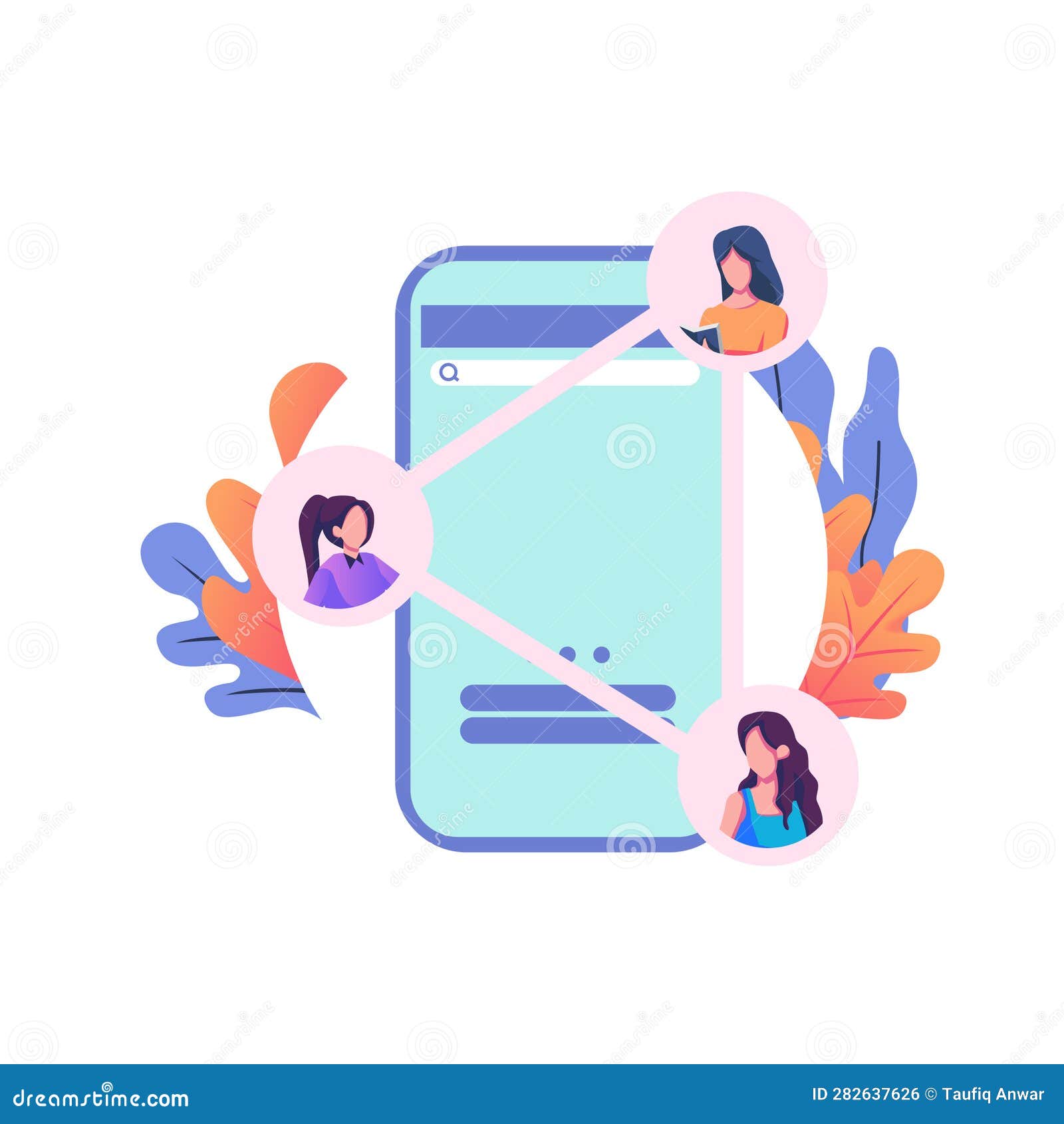 Mobile Collaboration Flat Style Illustration Stock Vector ...