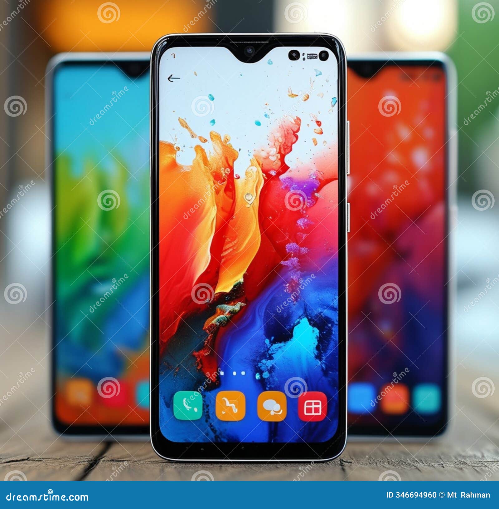 Mobile Colourful Display for Mobile Advertisement Poster Stock Photo ...