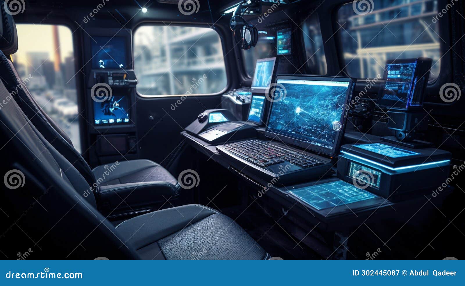 A Mobile Command Center Inside a Limousine, Equipped with Advanced ...