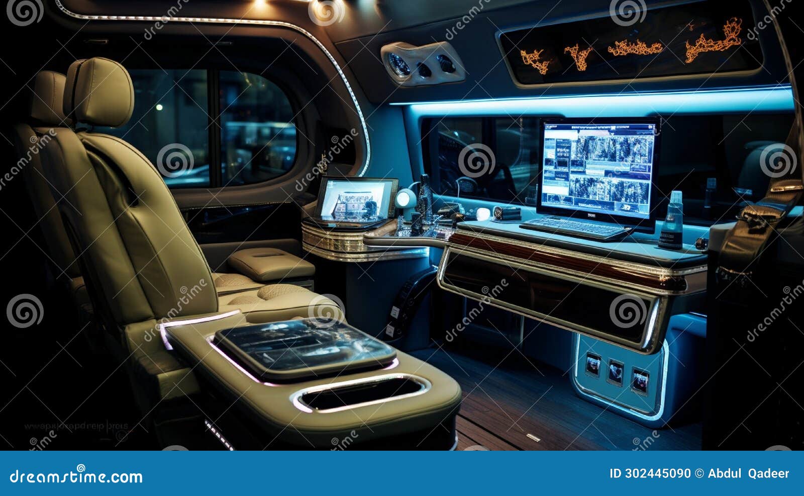 A Mobile Command Center Inside a Limousine, Equipped with Advanced ...