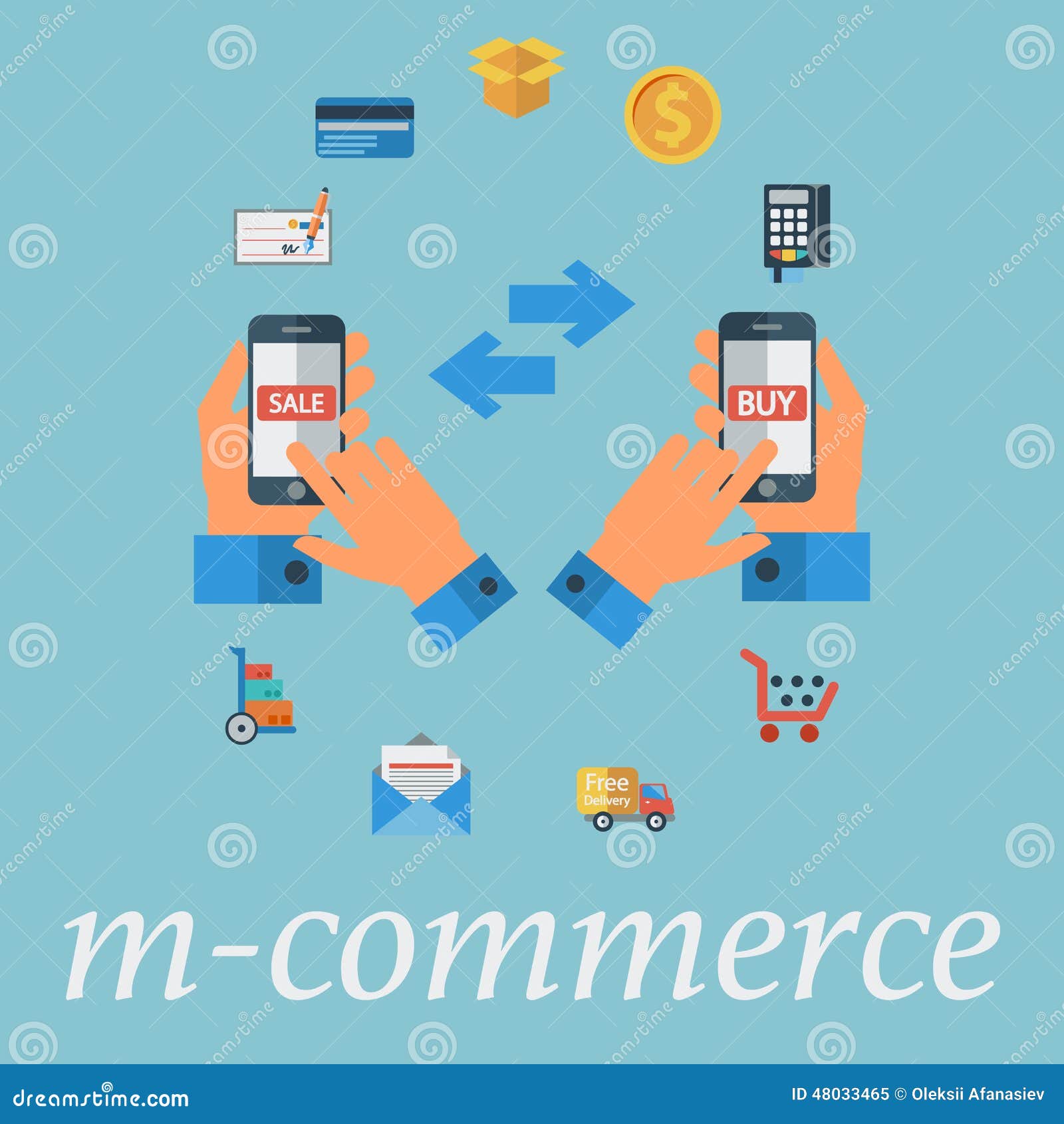 Mobile commerce stock vector. Illustration of online - 48033465