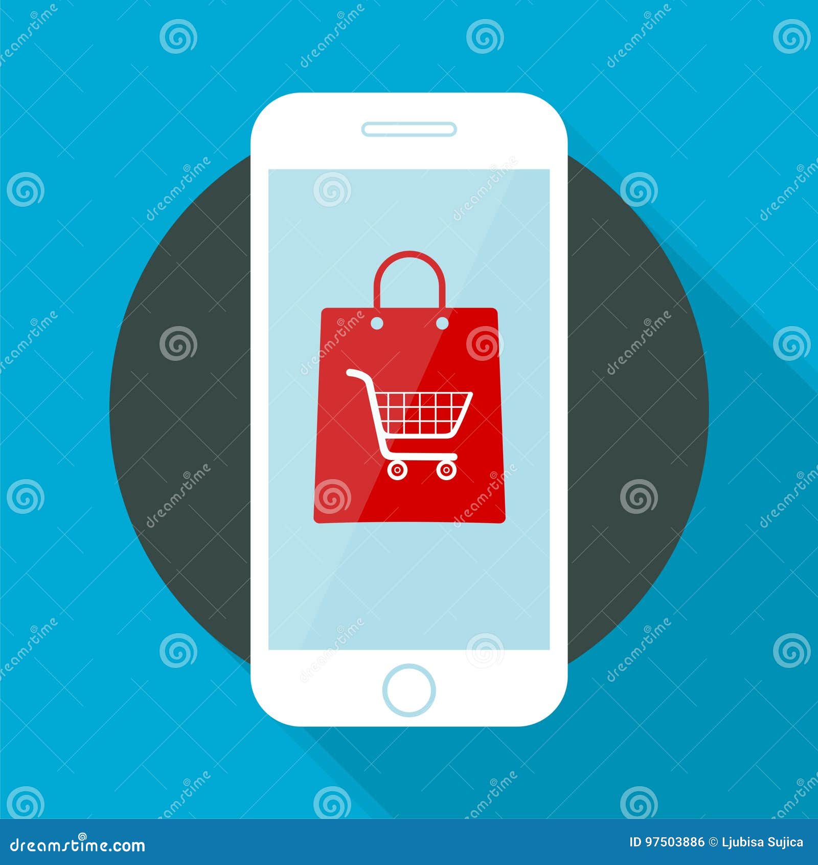 Mobile Commerce Icon Shopping Stock Vector - Illustration of modern ...