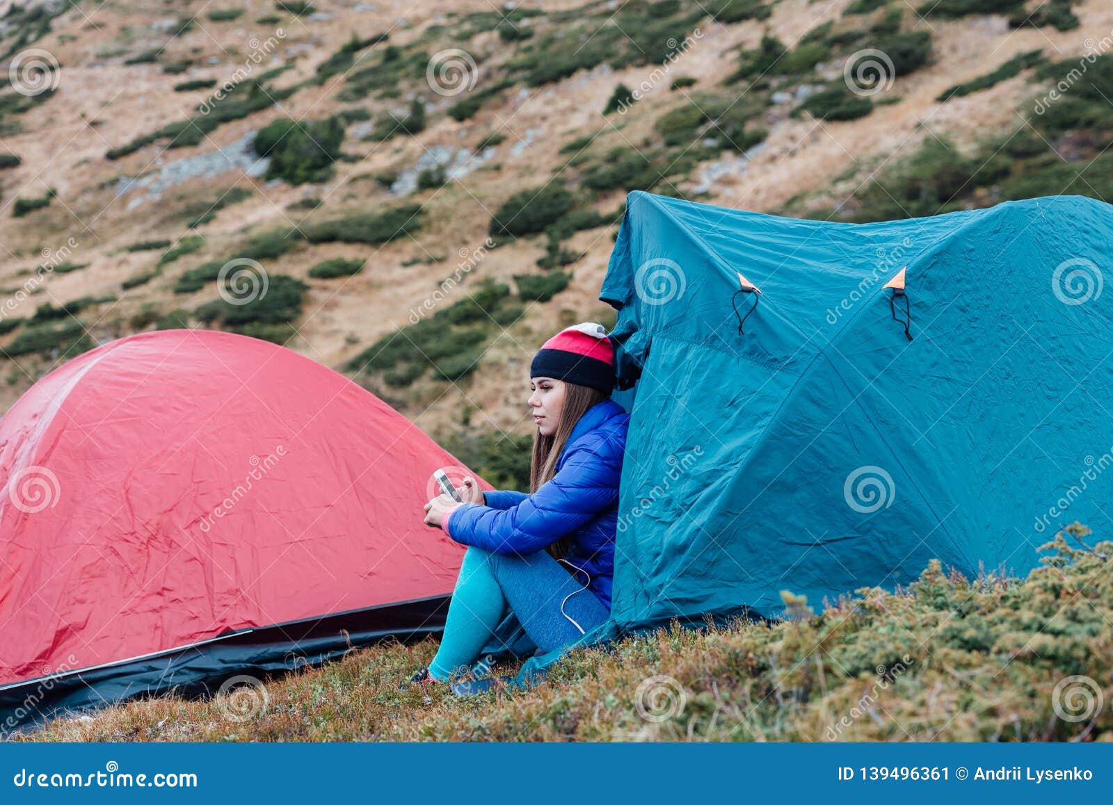 Mobile Communication while Hiking in the Mountains Stock Image - Image ...