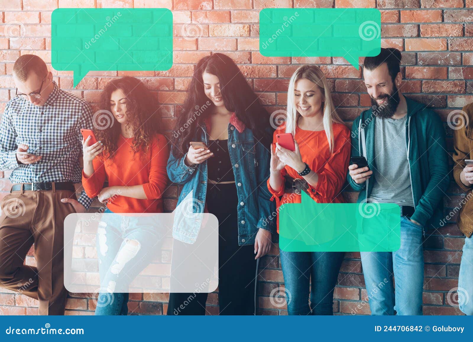 Mobile Communication Online Chat Friends Texting Stock Photo - Image of ...