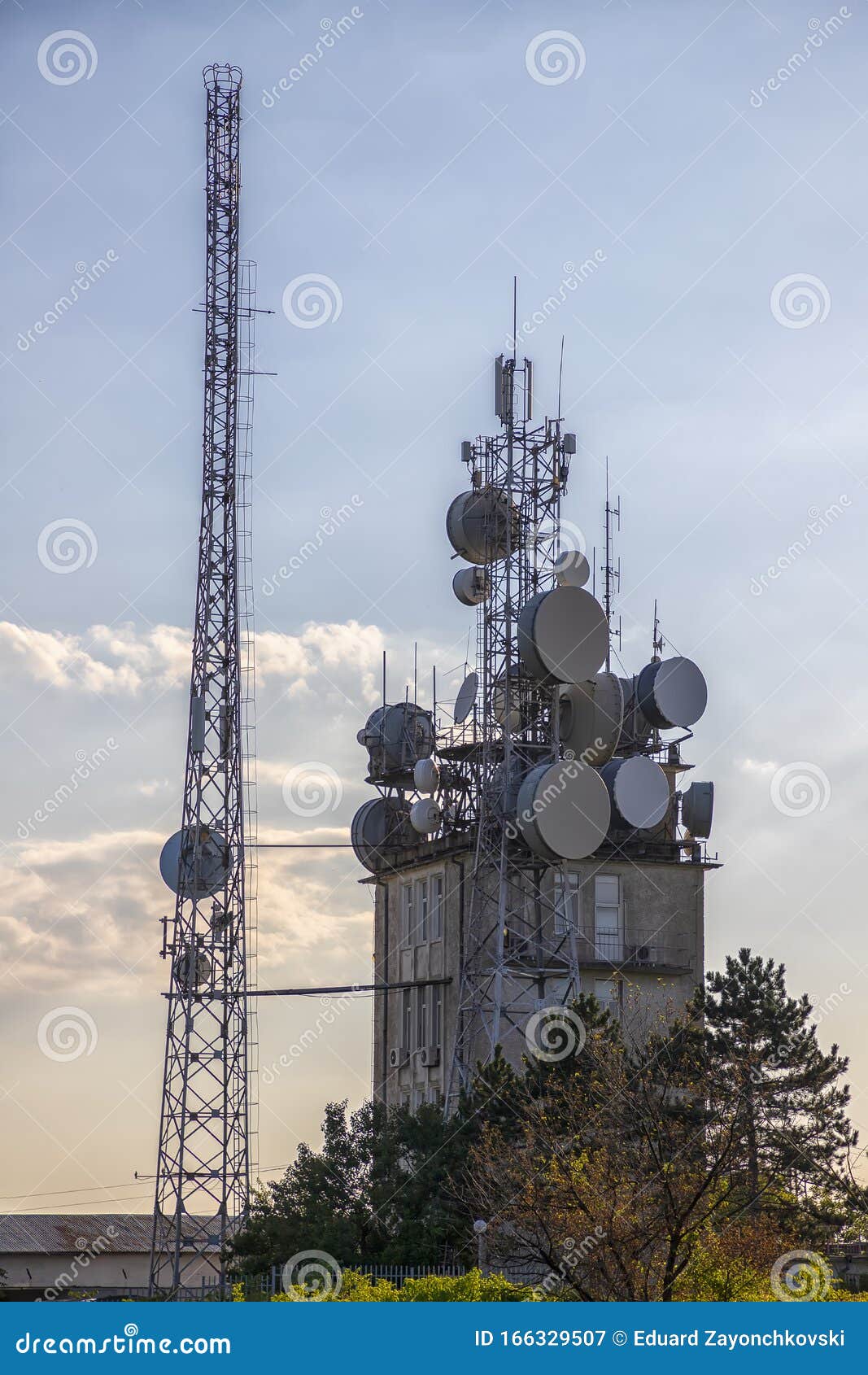 Mobile Communication Tower with Control Devices Stock Image - Image of ...